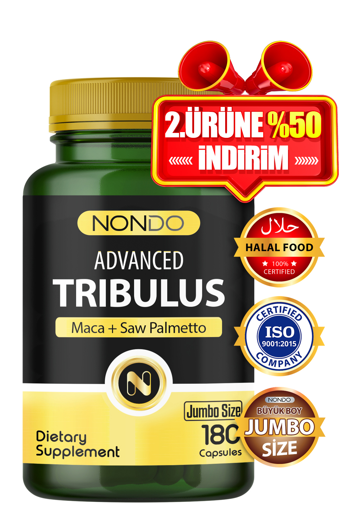 Nondo Trıbulus 180 Kapsül (jumbo Boy Tribulus Terrestris Saw Palmetto ...