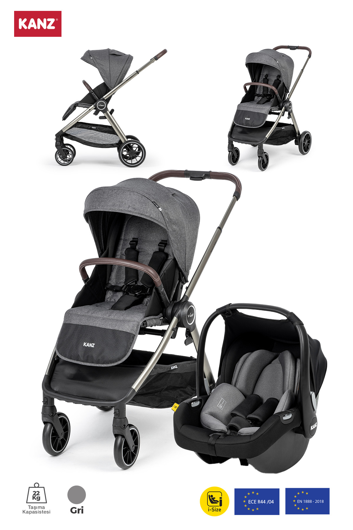 Kanz V-go2 Travel Sistem Bebek Arabası Gri Fiyatı, Yorumları - Trendyol