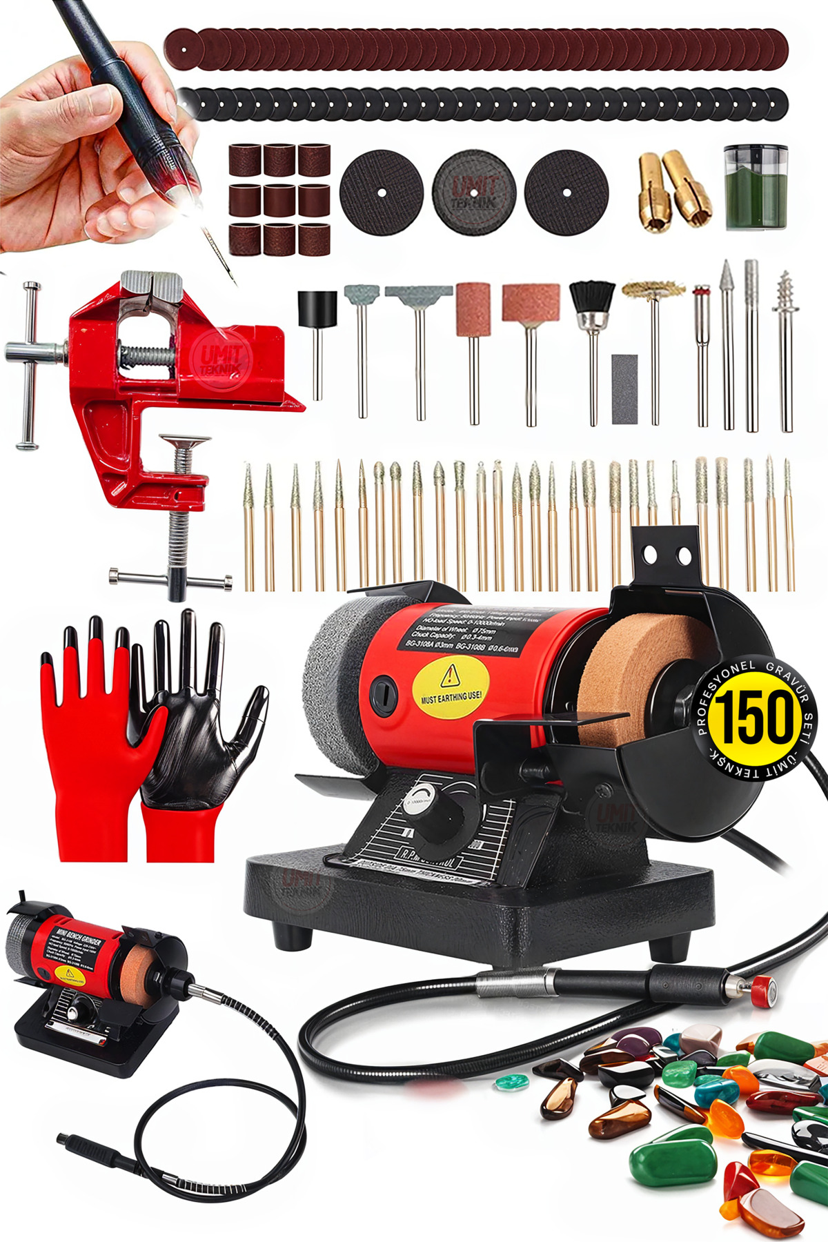 PROXTECH 150PCS Metal Turbo Motorlu Çark Motoru Devirli Dramel Zımpara ...