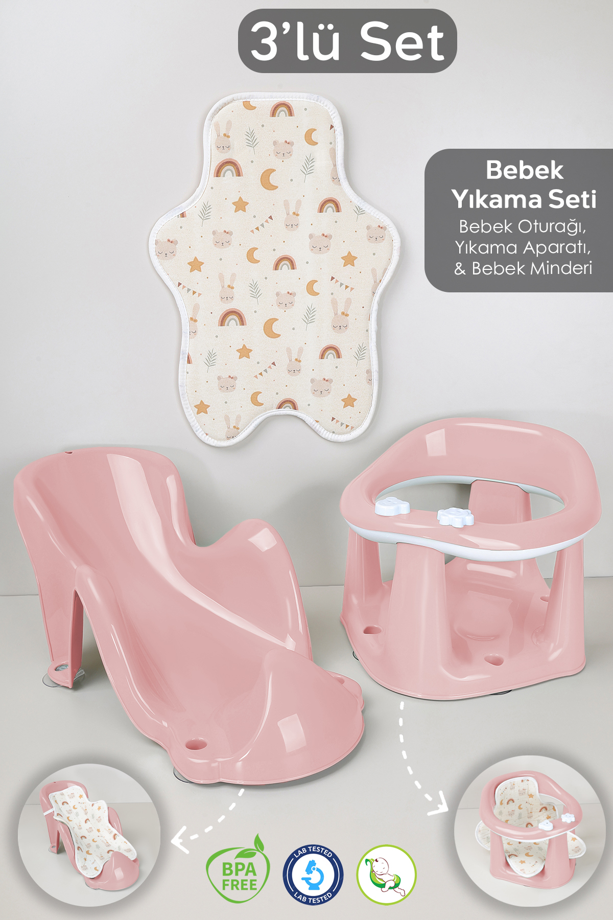 Meleni Baby 3'lü Set - Vakumlu Bebek Yıkama Aparatı, Vakumlu Destekli ...
