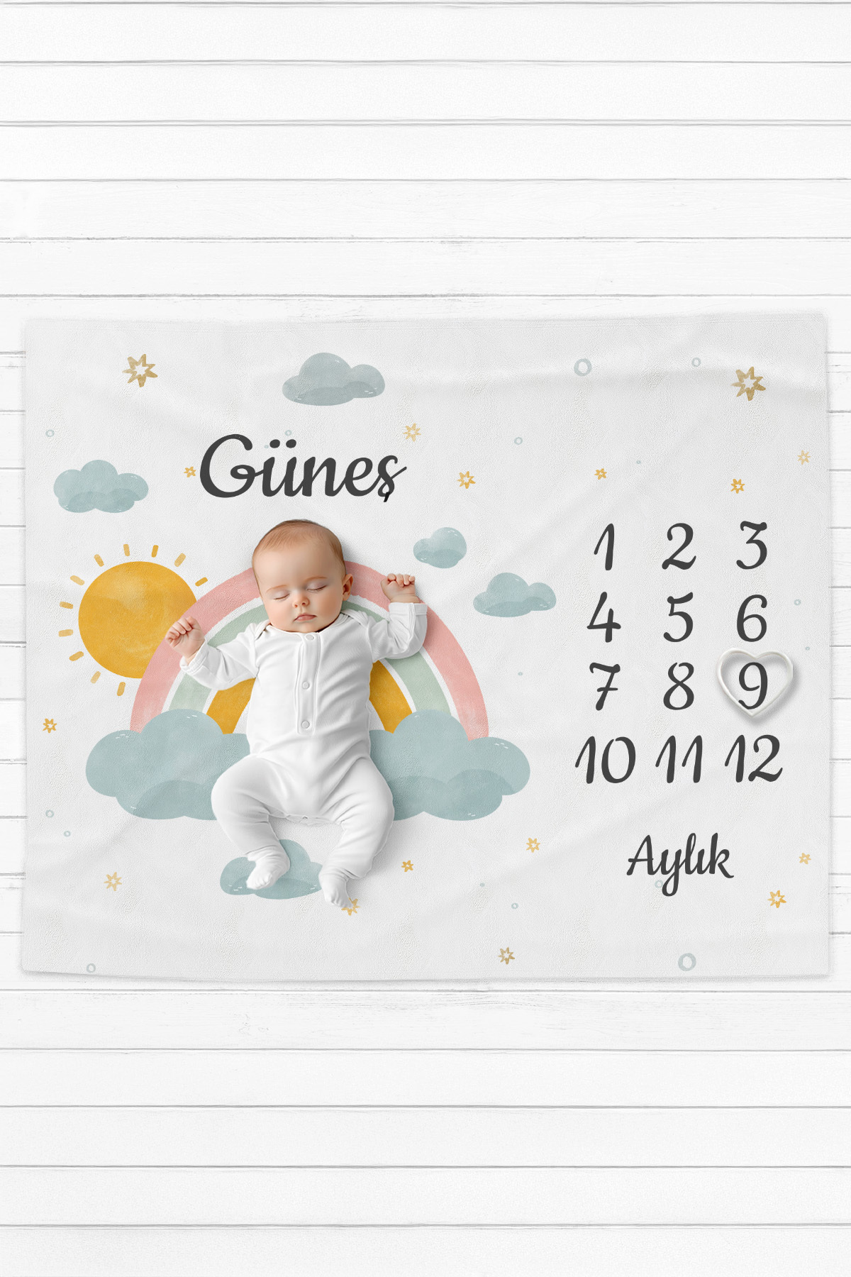 Astral Baby %100 Pamuk İsme Özel İsimli Bebek Fotoğraf Çekim Anı Örtüsü ...