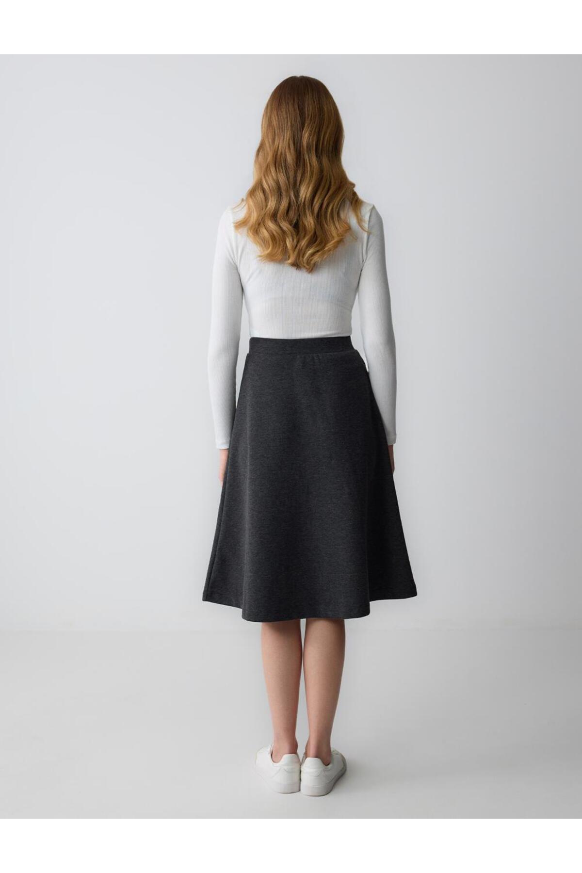 Jimmy Key Antrasit Melanj Rahat Kesim Normal Bel Beli Lastikli Midi Etek - Fiyatı, Yorumları