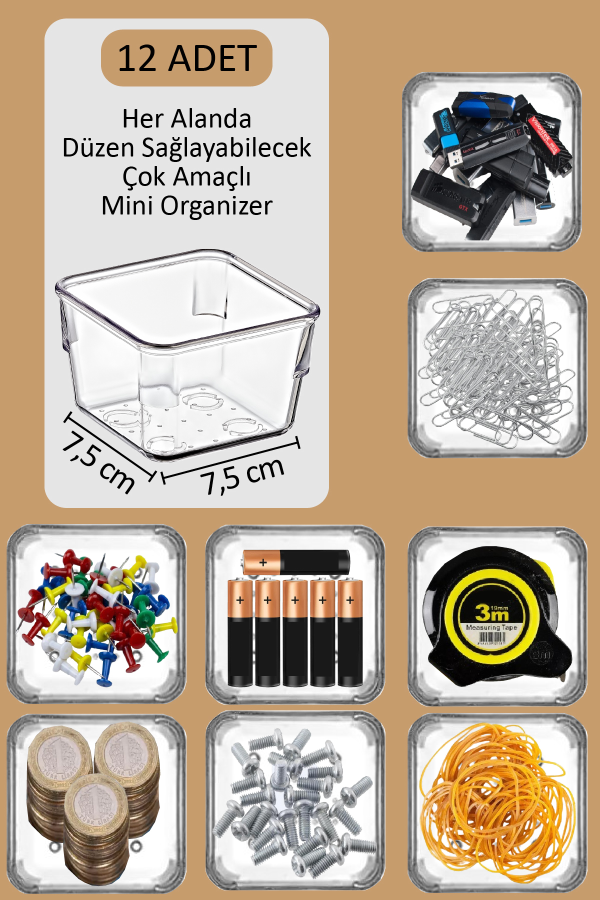 color house 12 Adet Mini Organizer Kutu Ataşlık Silgilik Lastik Kutusu ...