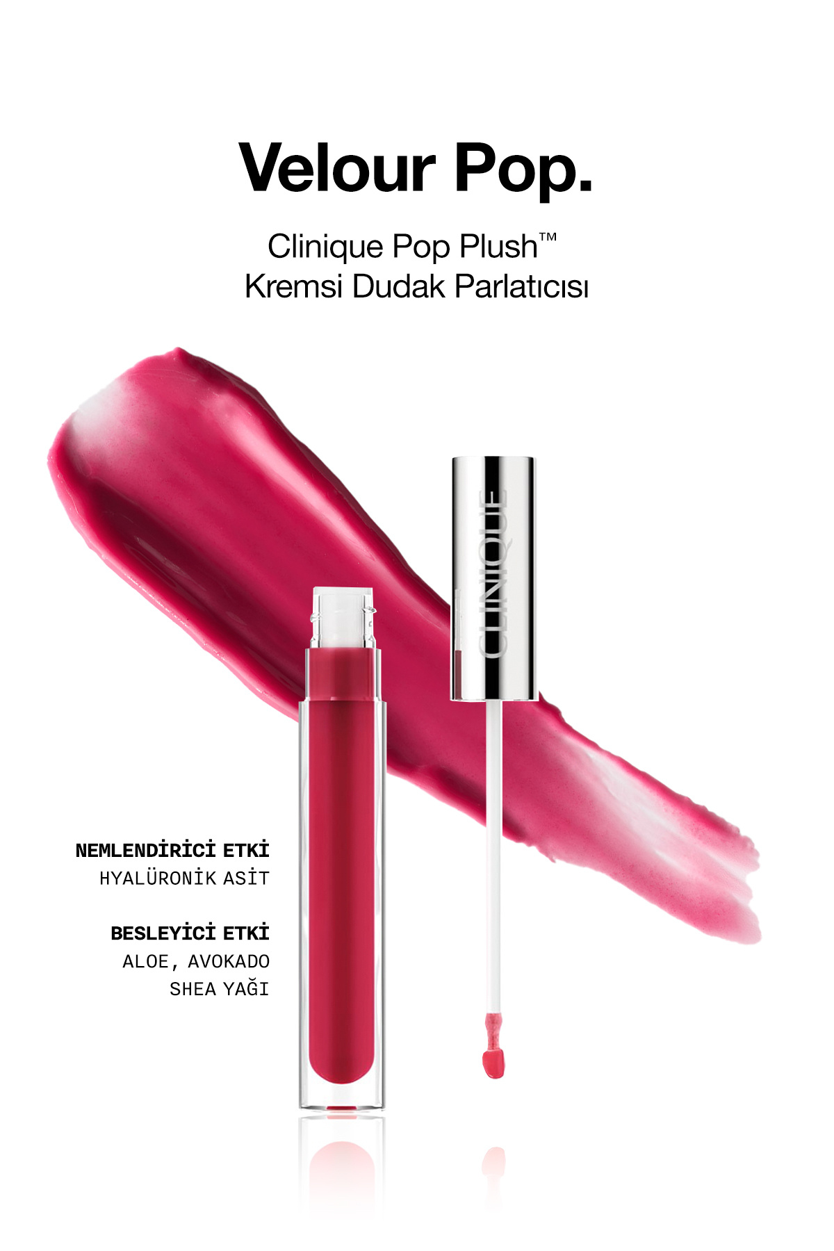 Clinique Pop Plush™ Kremsi Dudak Parlatıcısı - Renk: Velour Pop 3.4ml ...