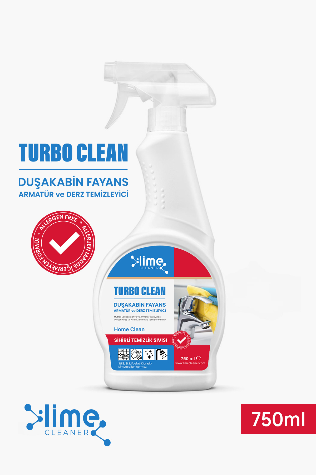 Lime Cleaner Turbo Clean Ultra Güçlü Banyo Temizleyici ve Kireç Çözücü ...