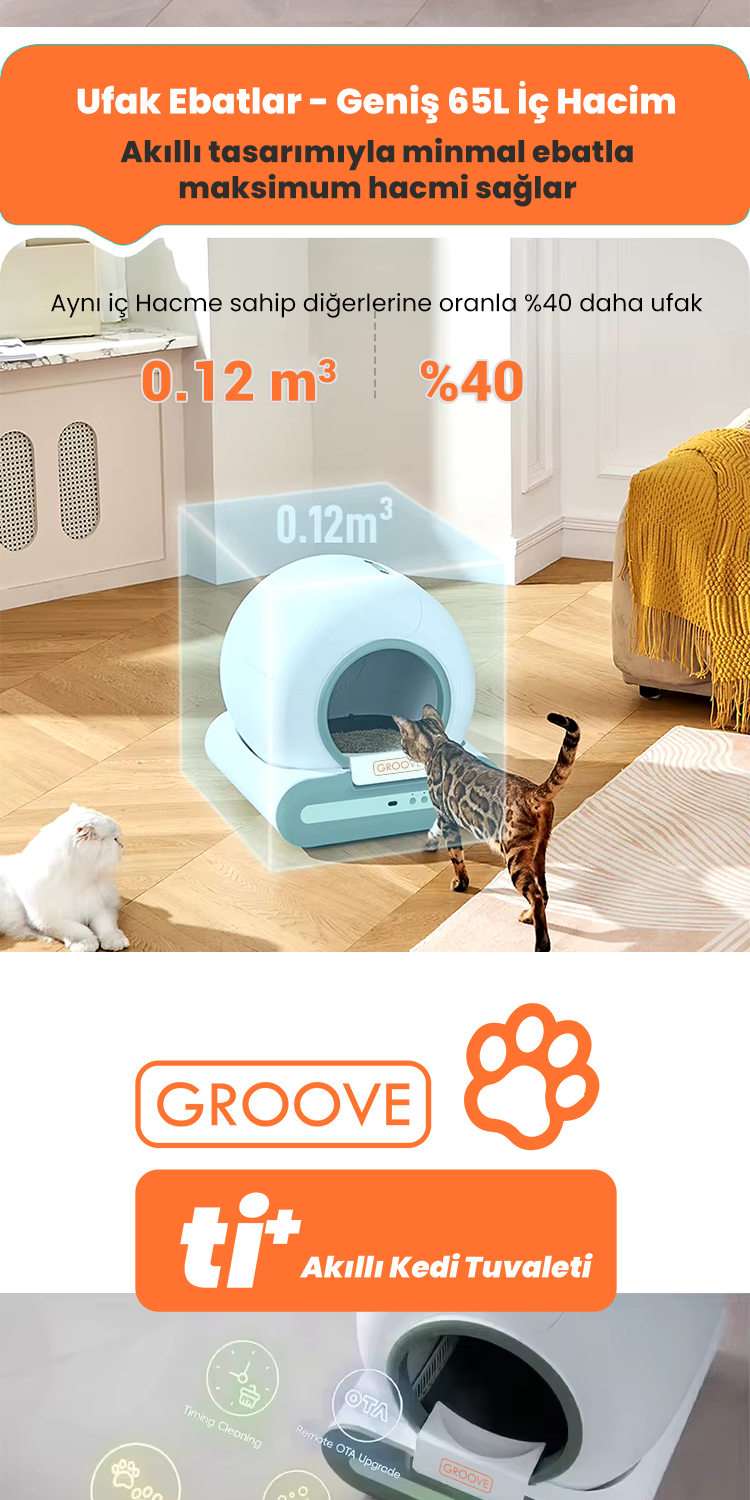 Groove Ti 65l Wifi Otomatik Akıllı Kedi Tuvaleti Yeni Versiyon - Fiyatı ...