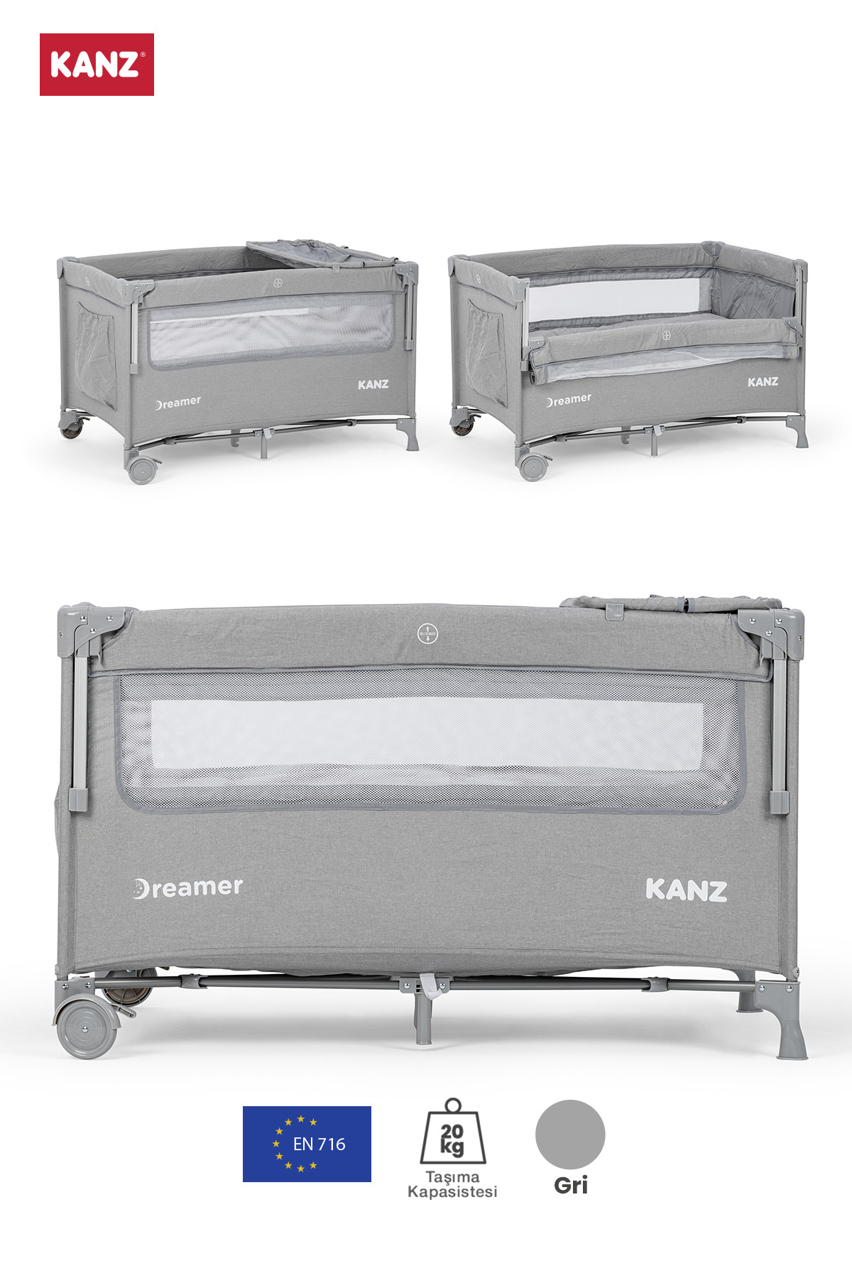 Kanz Dreamer Anne Yanı Oyun Parkı Ve Park Yatak Gri - Fiyatı, Yorumları