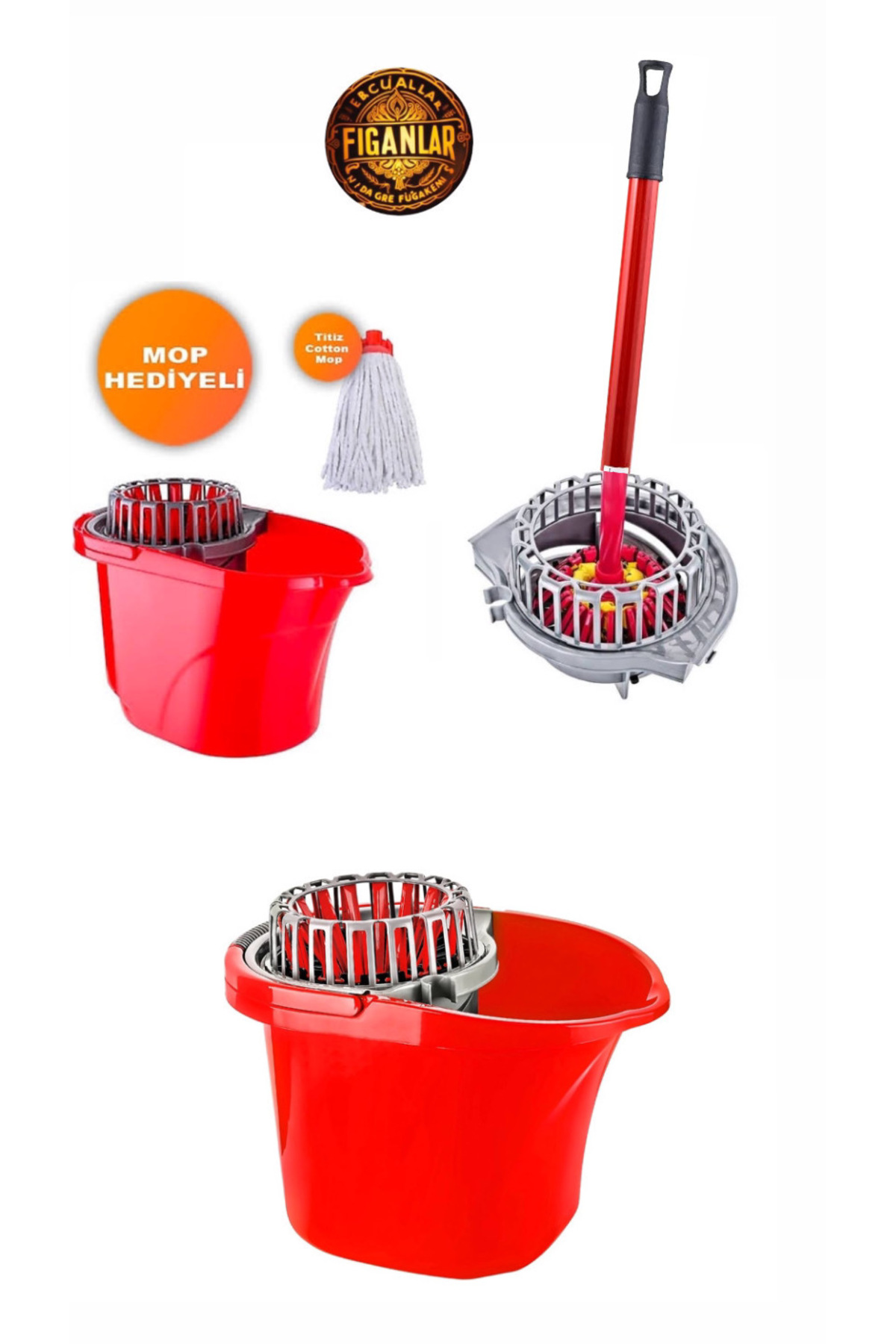 figanlar ambalaj kırmızı lüks Sıkma Aparatlı Temizlik Seti Kovası Mop ...
