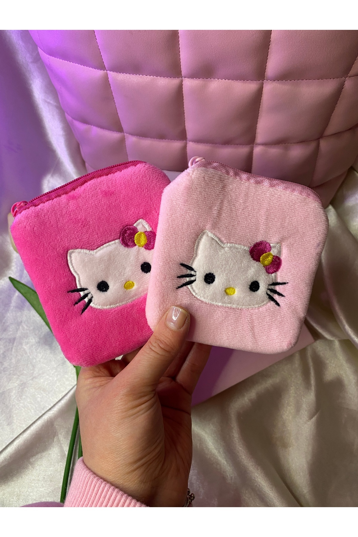 TATLIŞ Hello kitty peluş cüzdan , 1 ADET , açık veya koyu pembe rengi ...