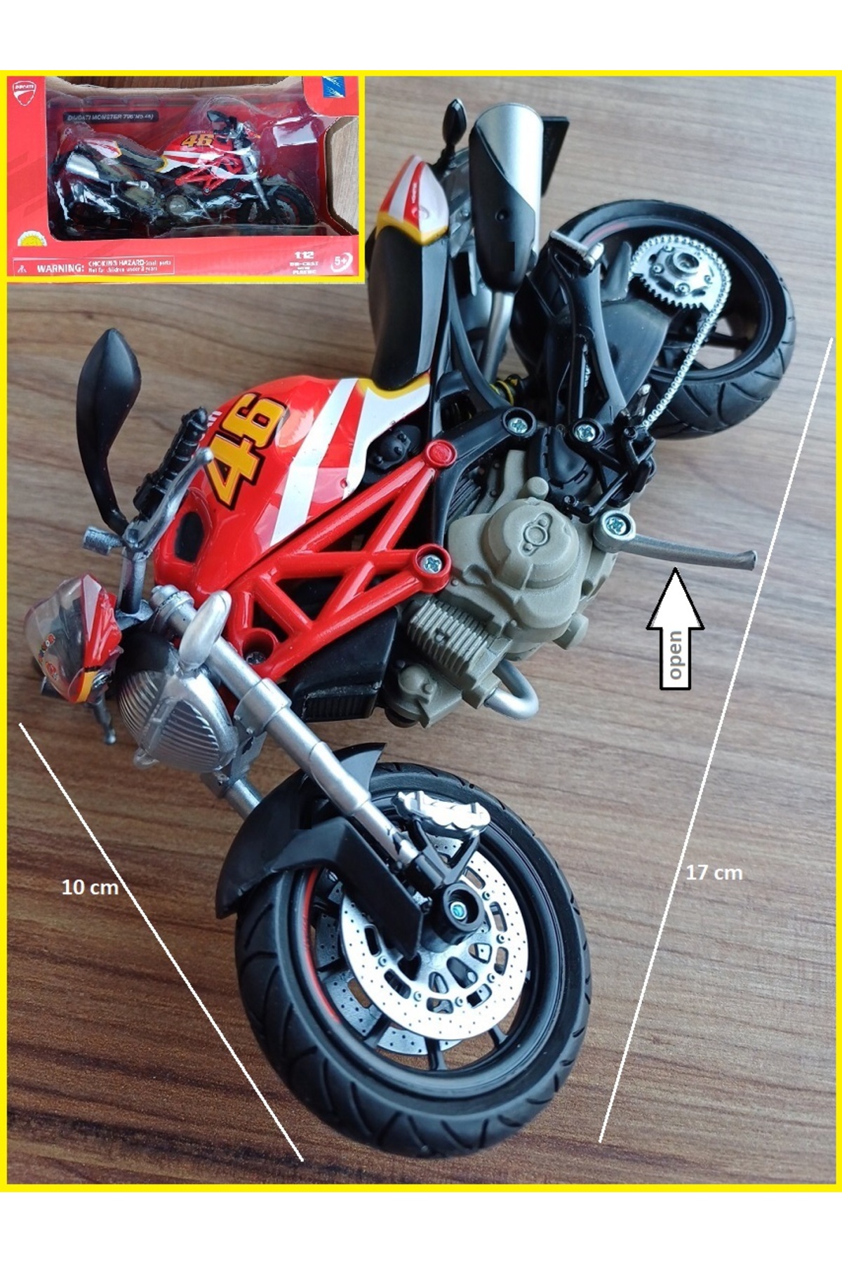 OYUNCAKSAHİLİ Ducati 796 Model Monste Koleksiyon Motorsiklet 1:12 Motor ...