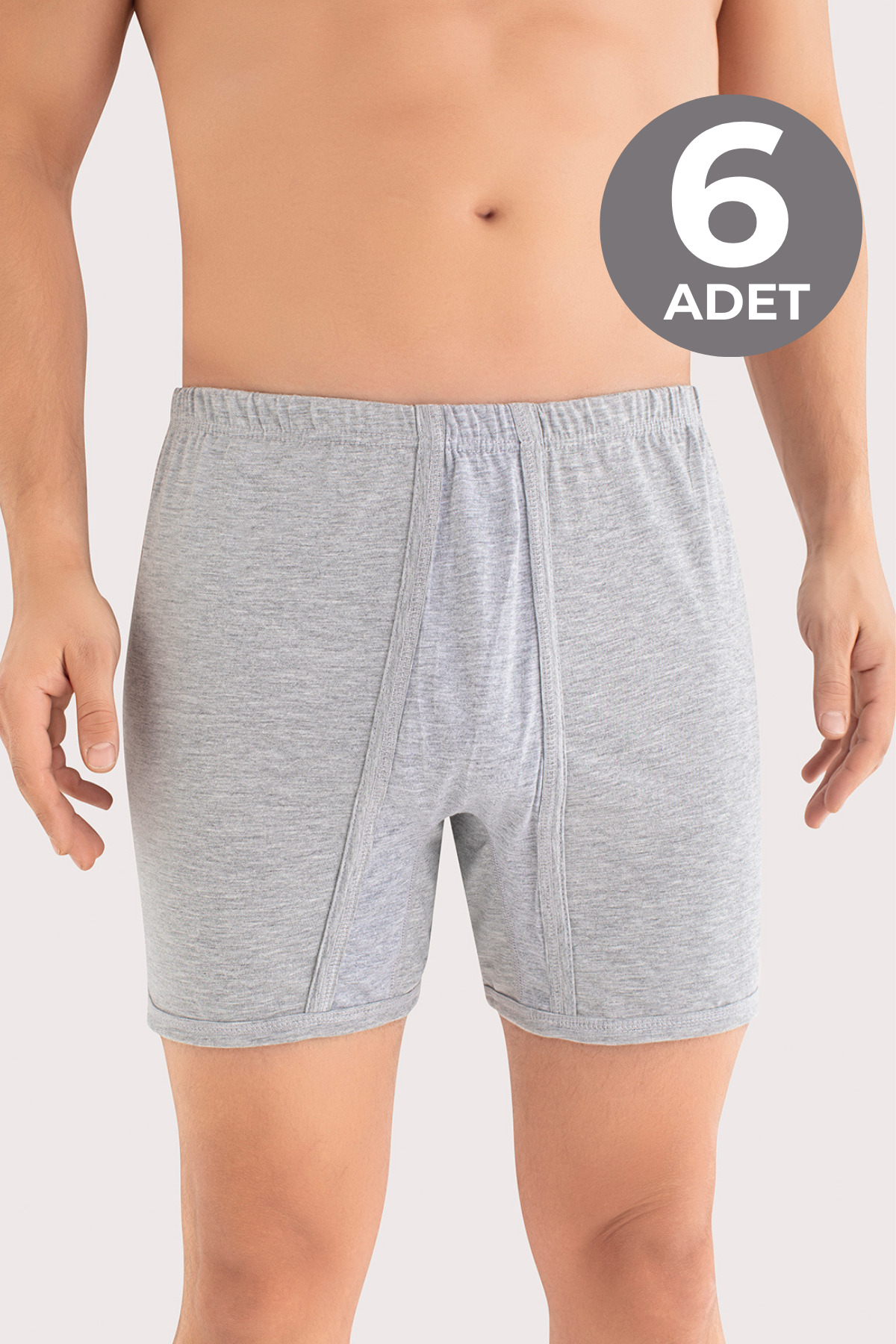 Arma Yıldız Erkek Paçalı Külot Boxer 6'lı Paket Gri %100 Pamuk Penye ...