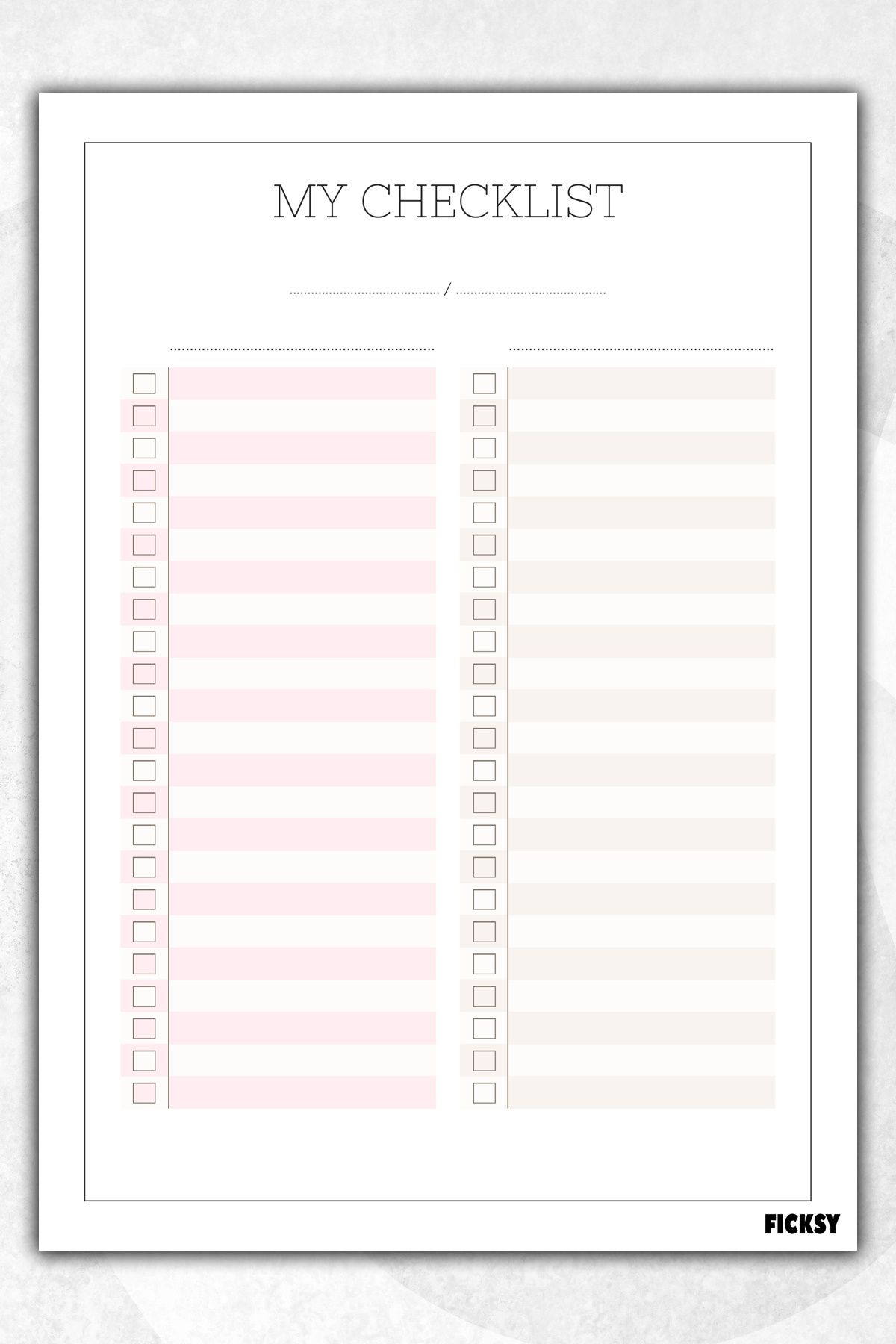 Ficksy Checklist - Kontrol Listesi - A4 - Rutin Görev Takip Listesi ...