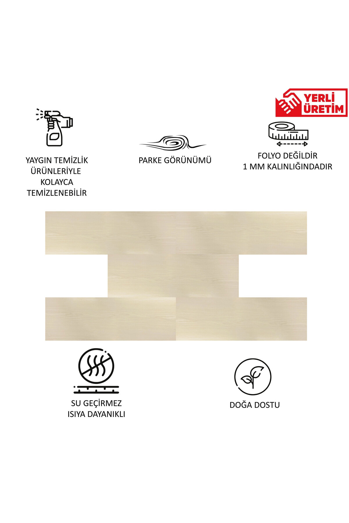 Tink Kendinden Yapışkanlı Beyaz Huş Desenli PVC Parke 25x80 cm / 15 ...