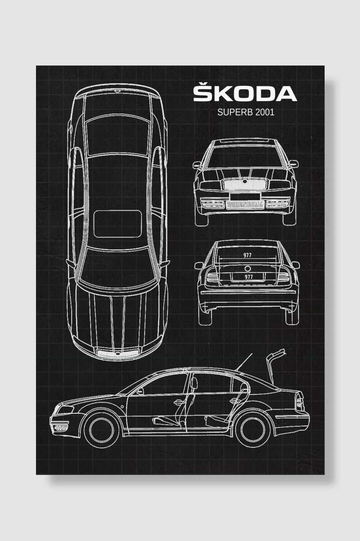 Mudi Store Skoda Superb 2001 Araba Poster Çerçevesiz Yüksek Kalite ...