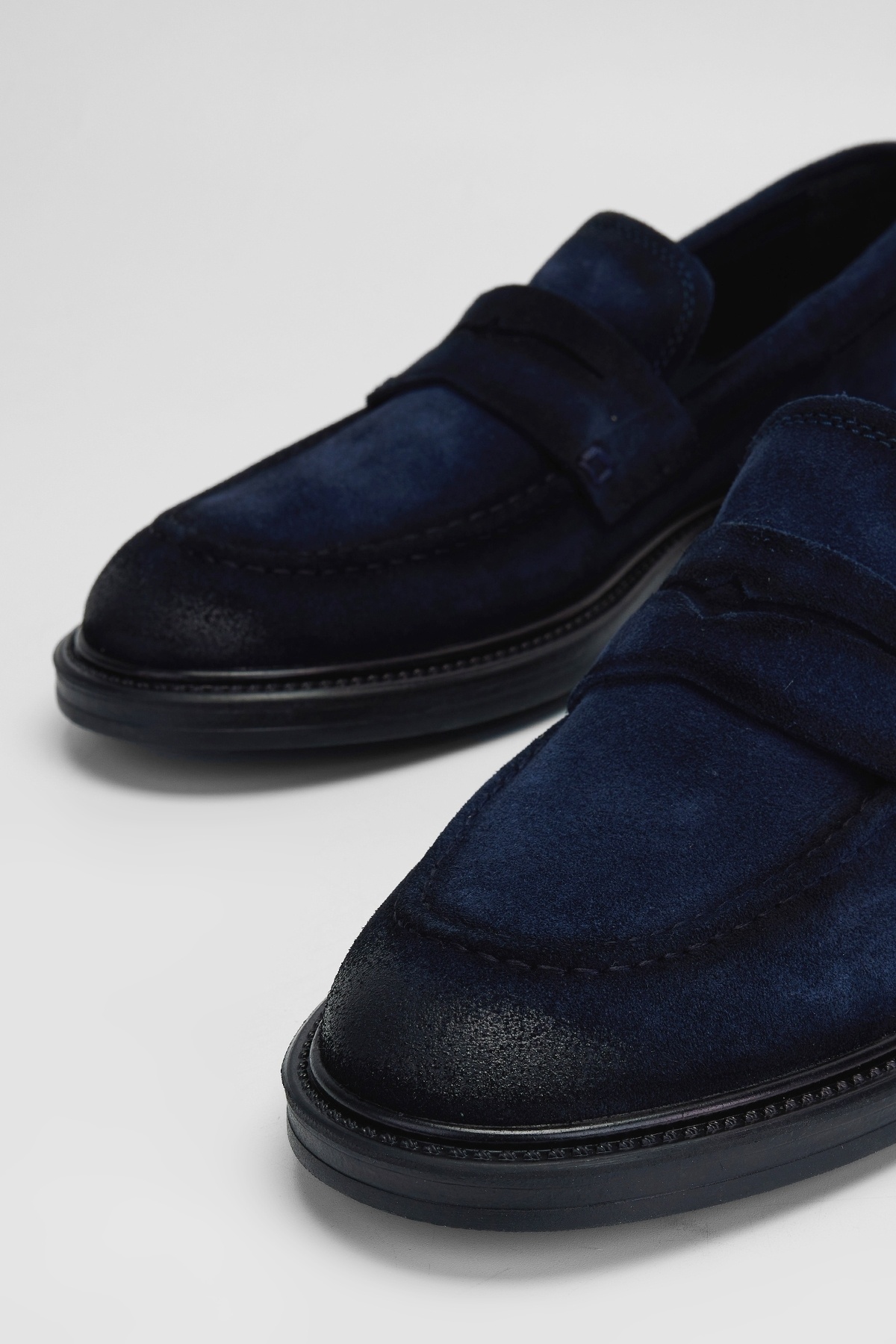 Valmenti Men's Navy Blue Suede Genuine Leather Loafer Shoes- Trendyol