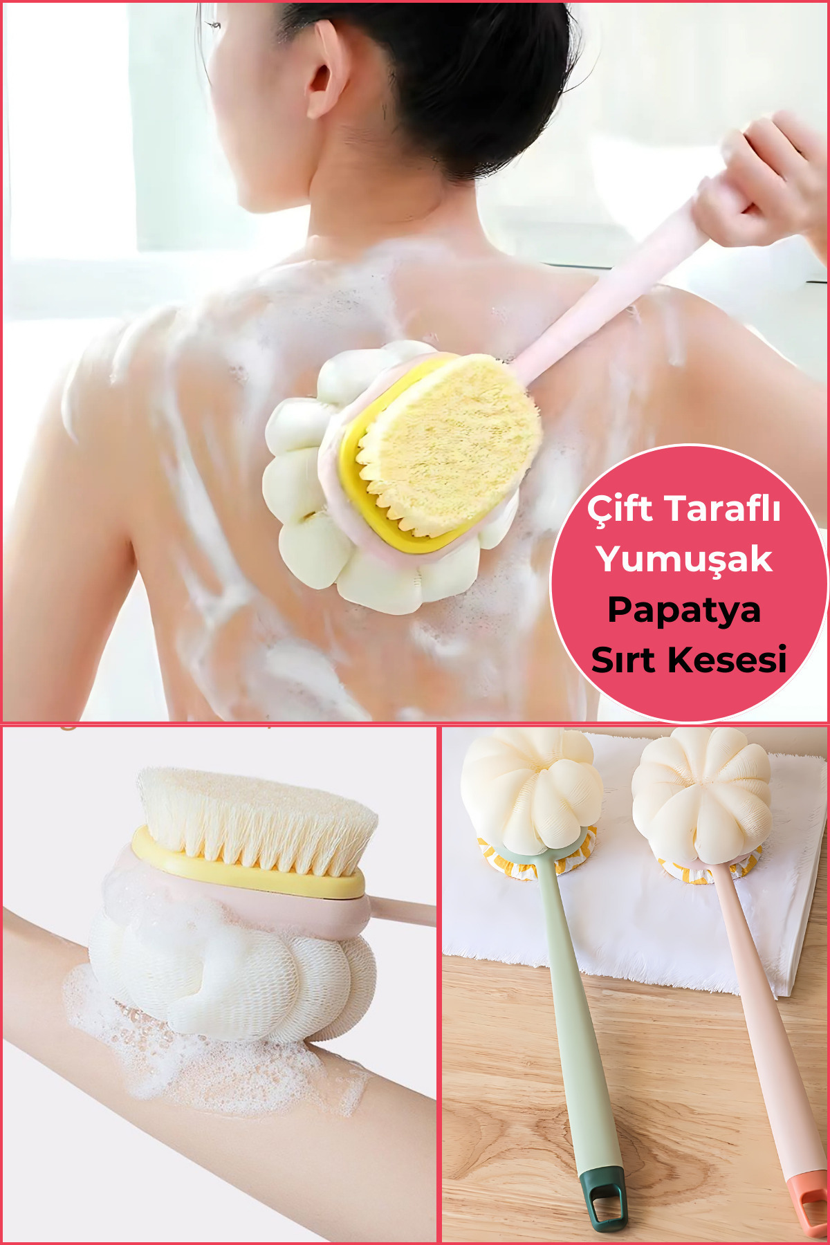Kinlee Çift Taraflı Papatya Sırt Duş Kesesi | Yumuşak Lifli Banyo Ve ...