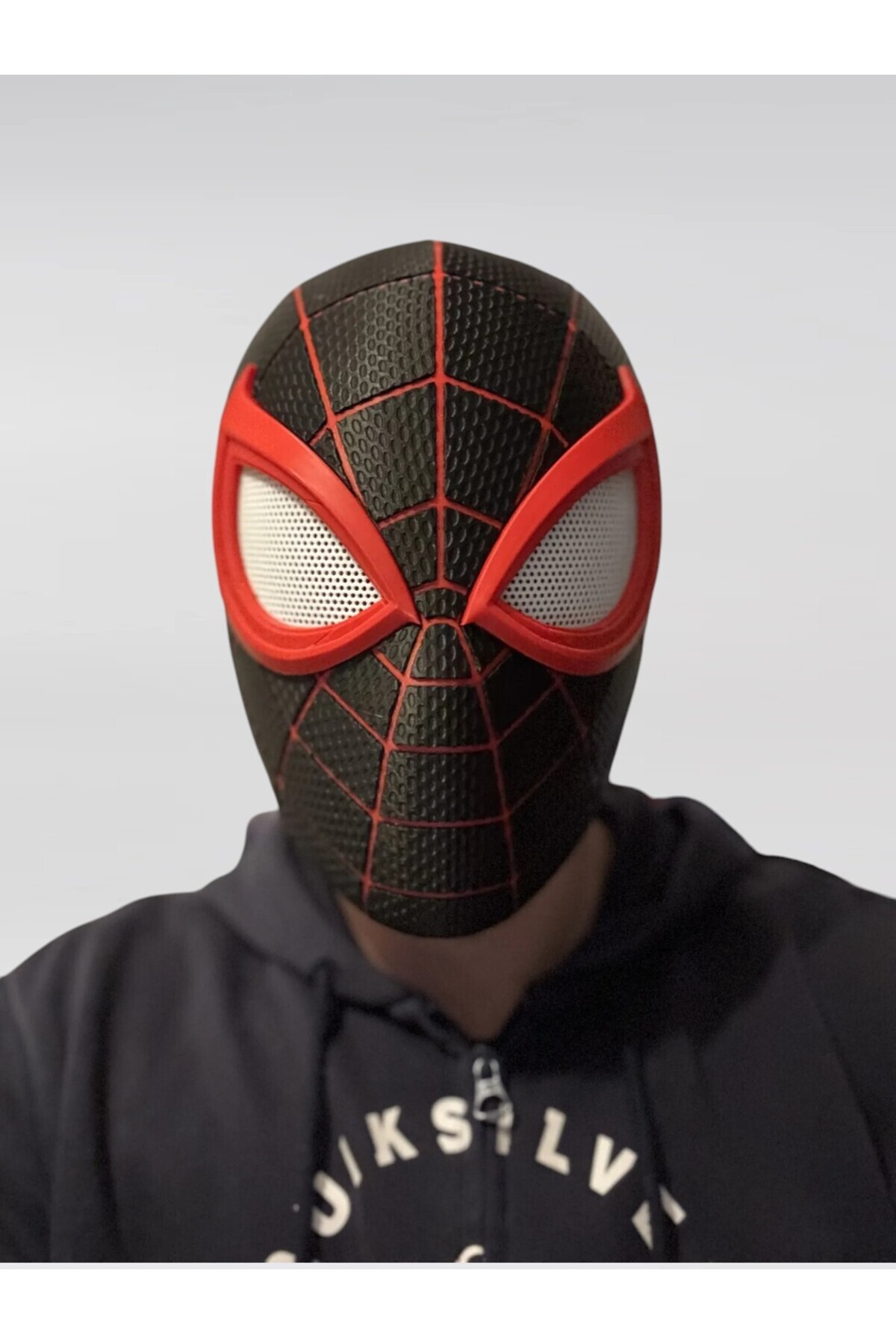 FigürDizayn Siyah Black Spiderman Örümcek Adam Maskesi Marvel Mıknatıslı Giyilebilir Maske ...