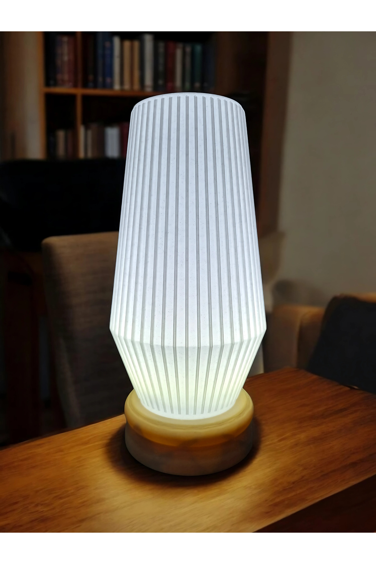 TİANCO VASOR PİLLİ MASA LAMBASI/ABAJUR/GECE LAMBASI 28 CM MEŞERENK ALT ...