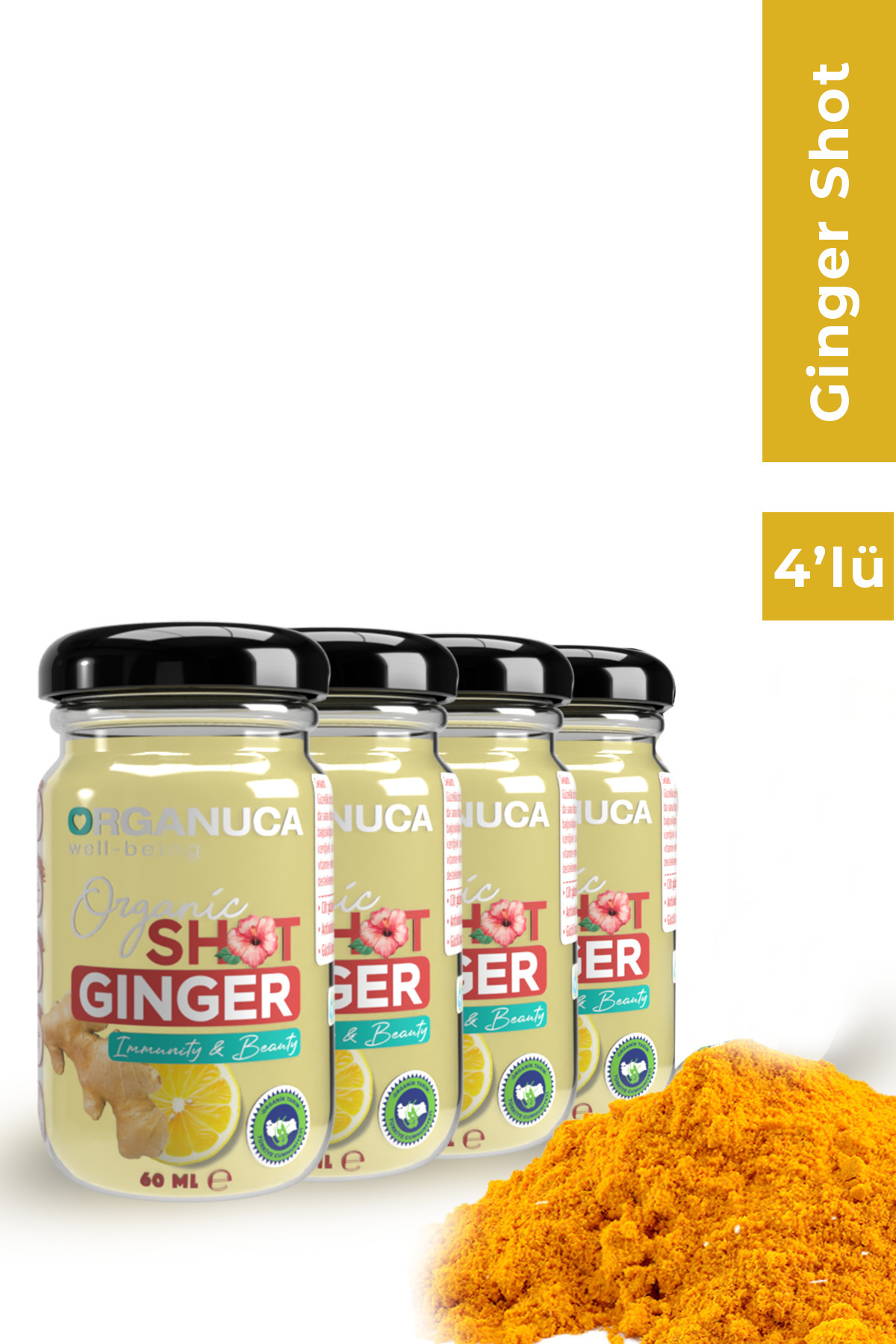 Organuca Organik Zencefil Shot Zencefil Kürü Ginger Shot 4lü Paket ...