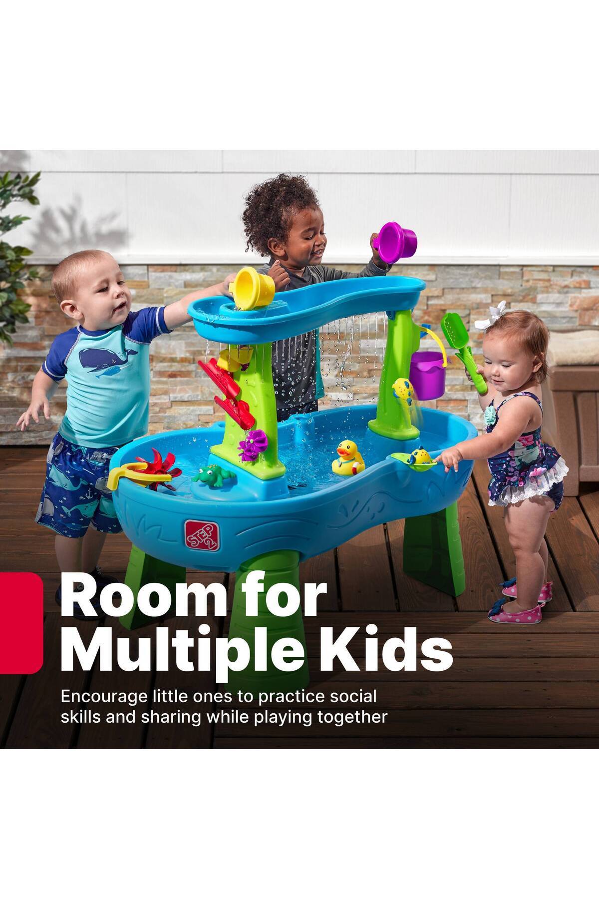 Step 2 Step2 Rain Showers Splash Pond Water Table with Umbrella, Indoor ...