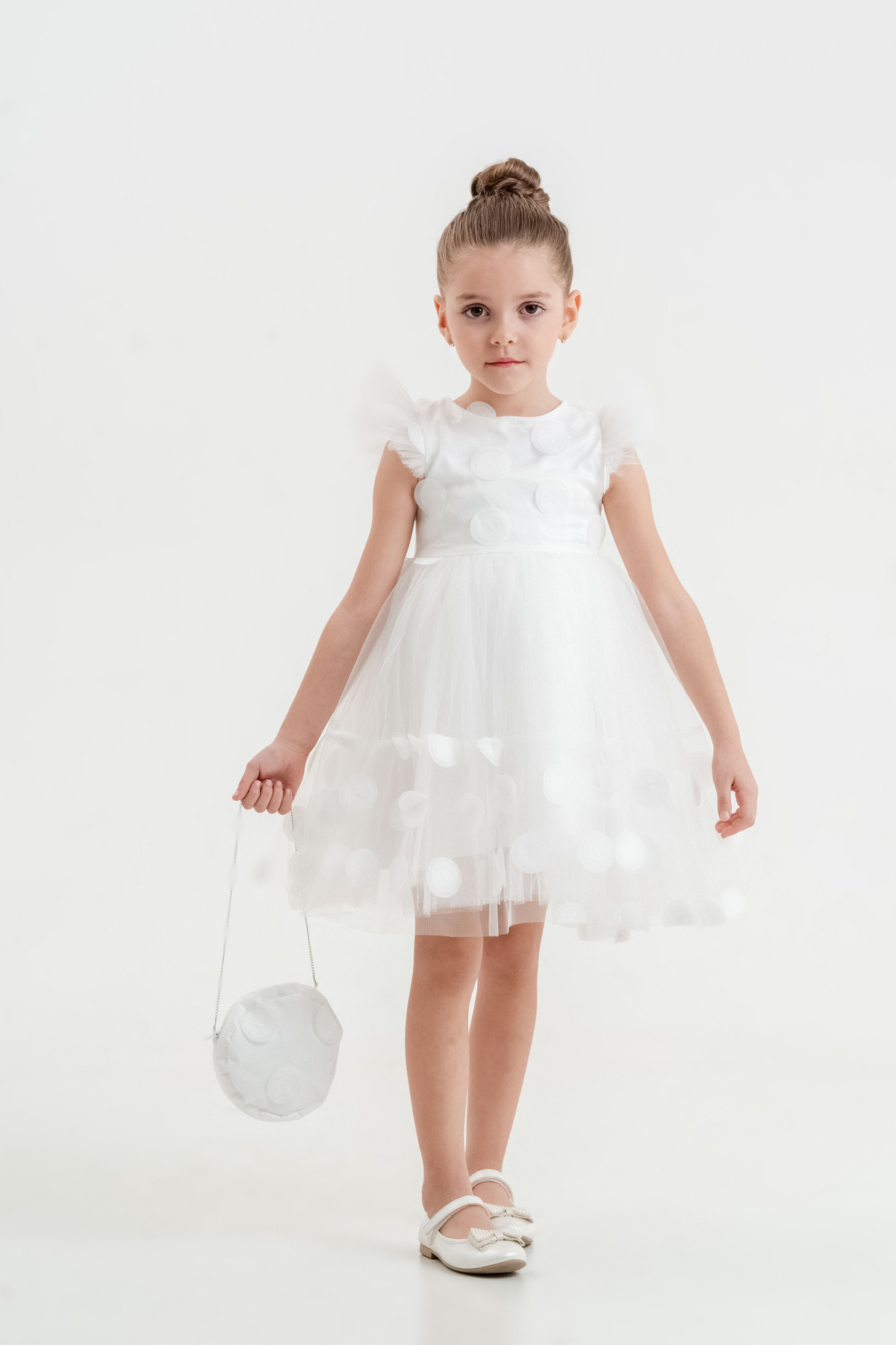 Eray Kids Kolları Fırfırlı Puanlı Çantalı Kız Çocuk Abiye Elbise Fiyatı ...