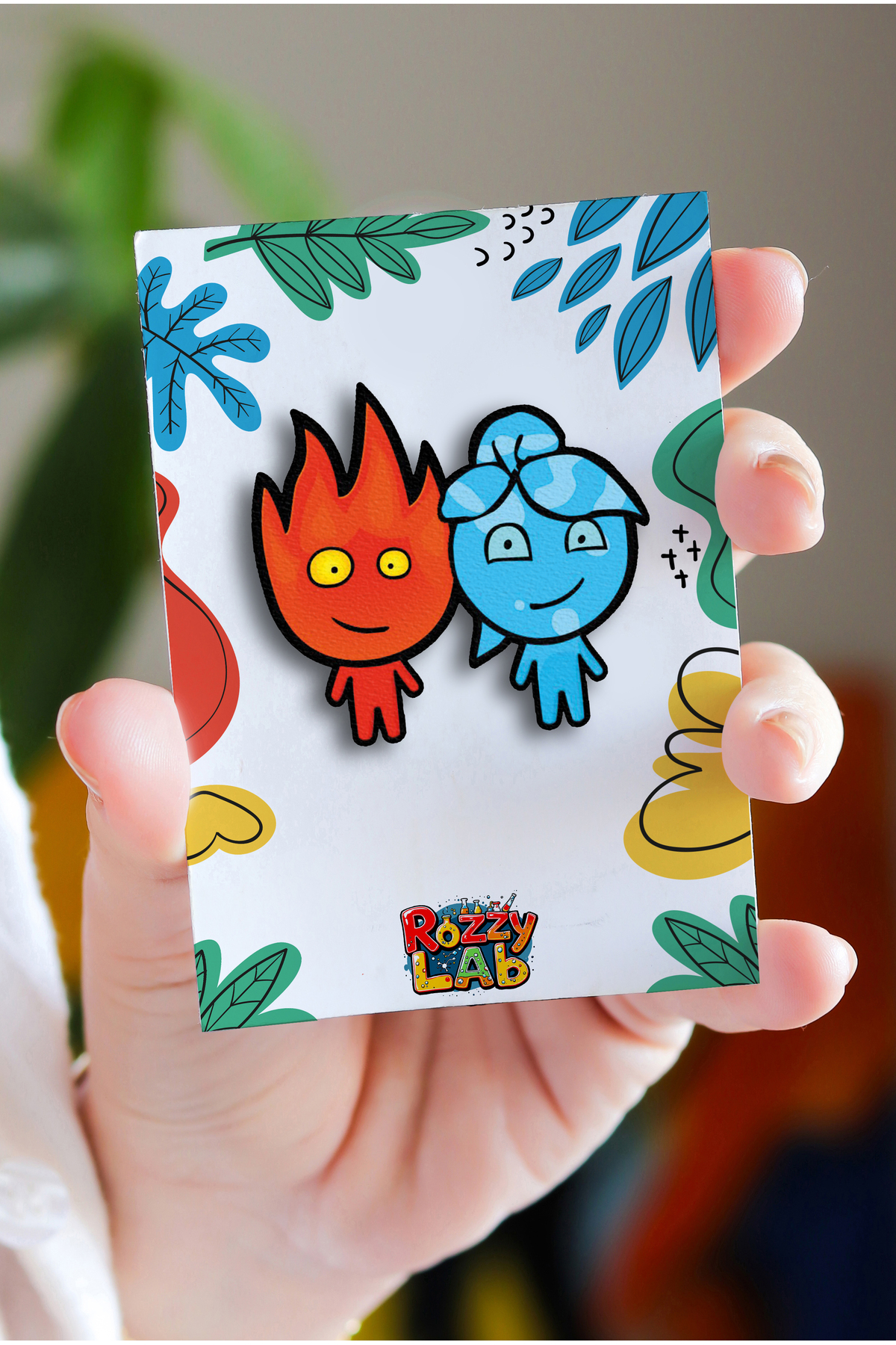 Rozzy Lab Ateş ve Su Fire and Water Pin - Rozet - Ahşap - Broş - Yaka ...