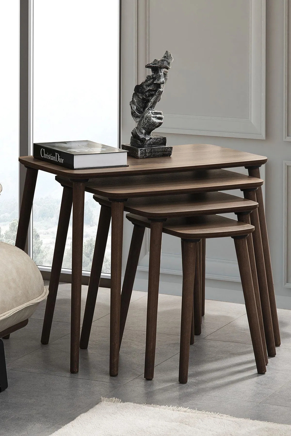 Home 4'lü Dörtlü MDF Ahşap Zigon Sehpa - Ceviz Fiyatı, Yorumları - Trendyol