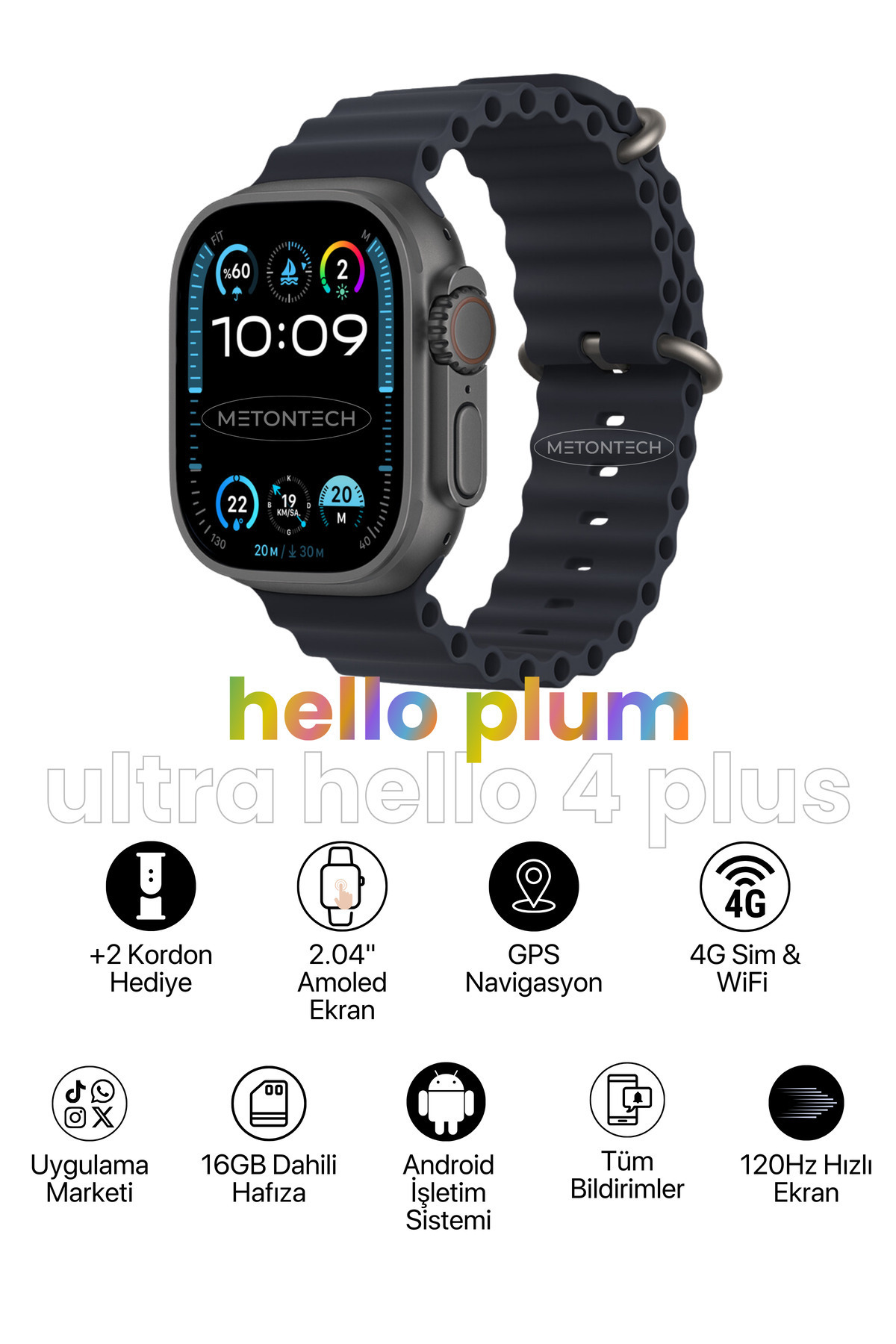 MactivePro Watch Ultra Hello 4 Plus Akıllı Saat | 4G, WiFi, Sim Girişi ...