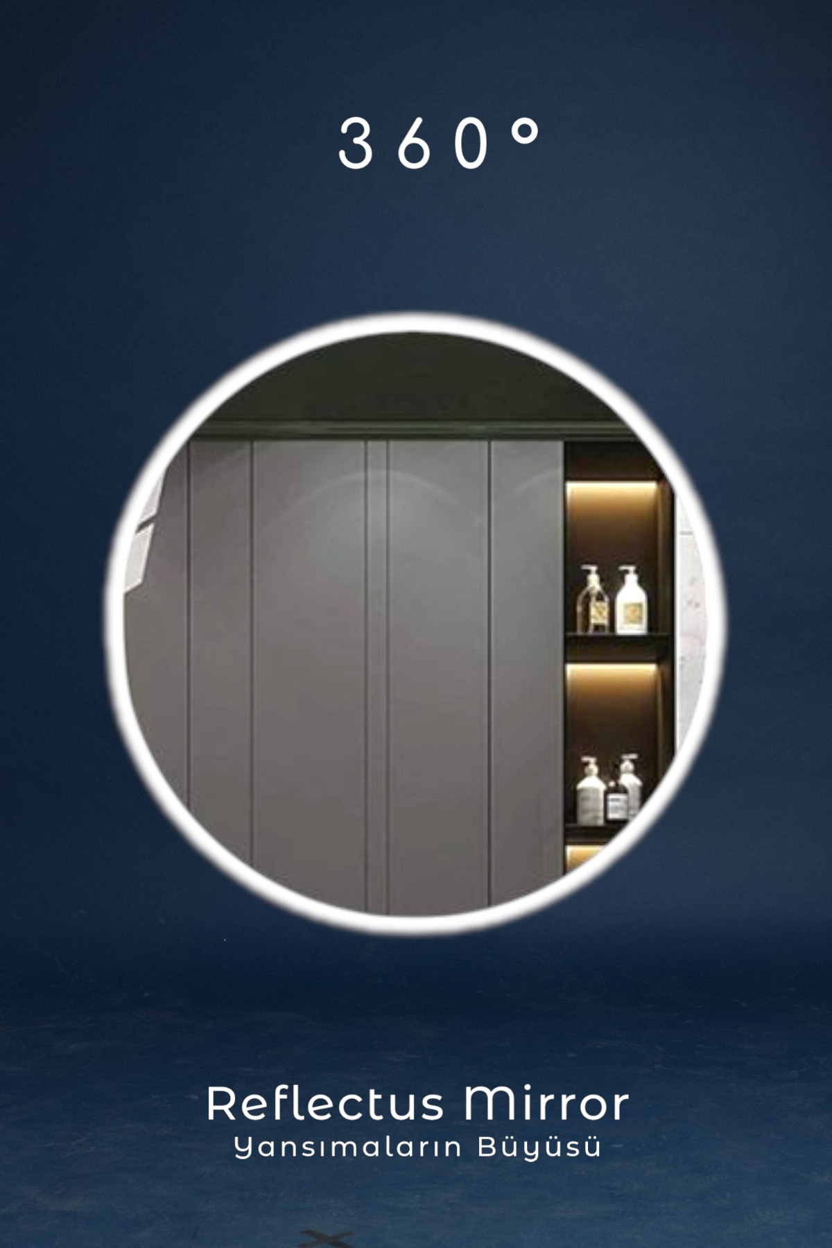 USART BANYO Reflectus | 360° Beyaz Led Ayna 90 cm / Dekoratif Banyo Led Aydınlatmalı Ayna ...