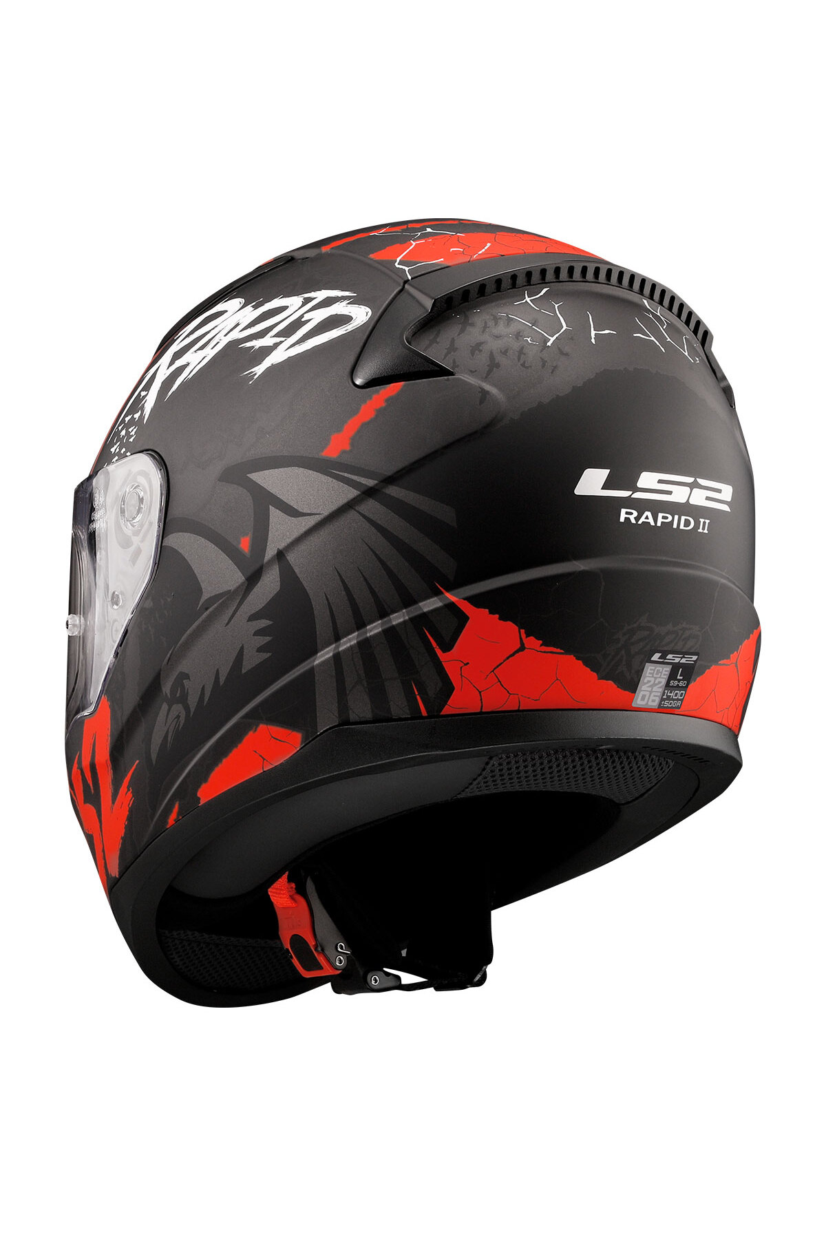 LS2 Rapid 2 Raven Full Face Motosiklet Kask Siyah - Beyaz - Kırmızı ...
