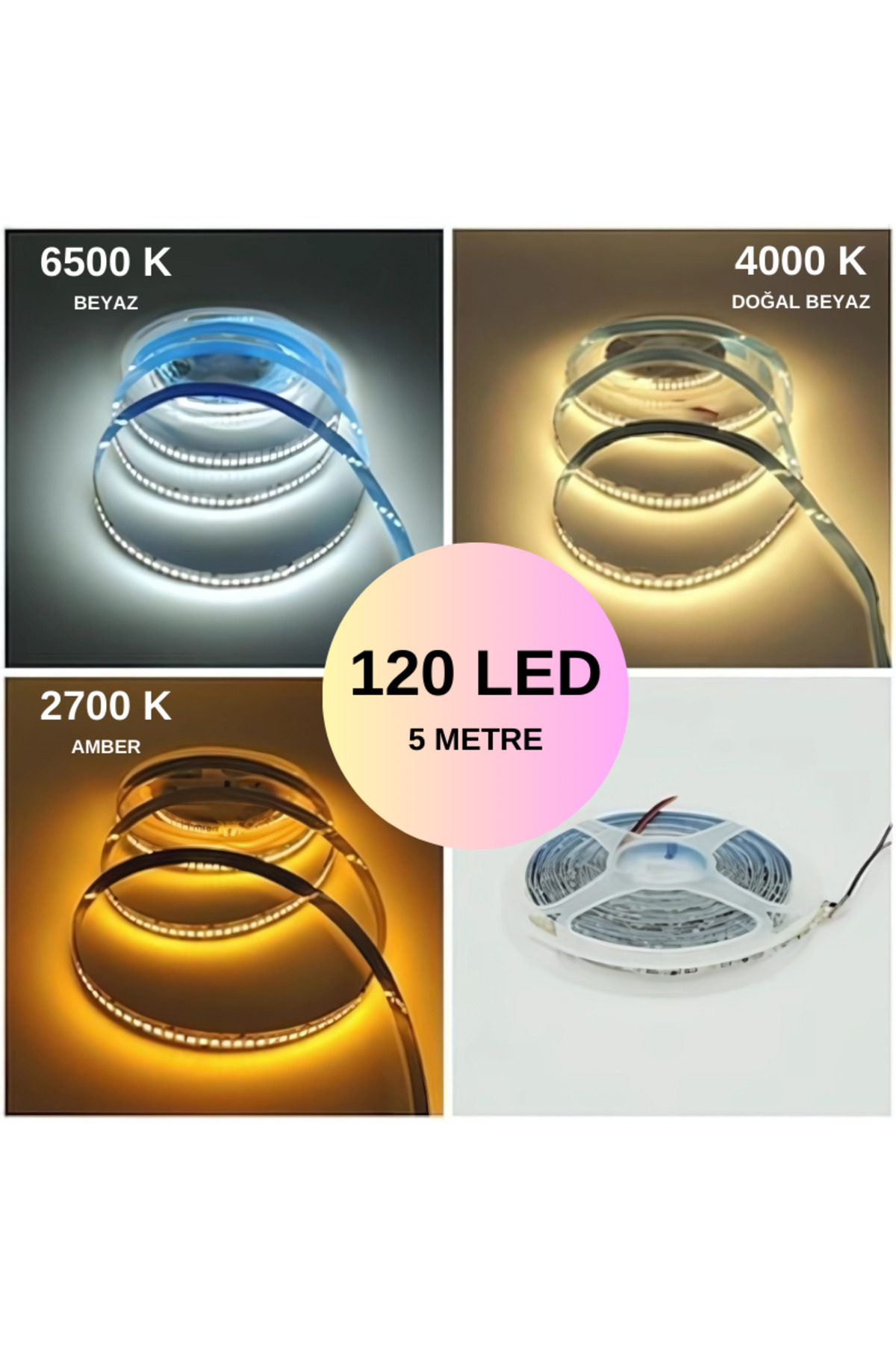 Yes Lighting İNOLED ŞERİT LED 12V 6 MM 120 LEDLİ 5 METRE - 6500K BEYAZ ...