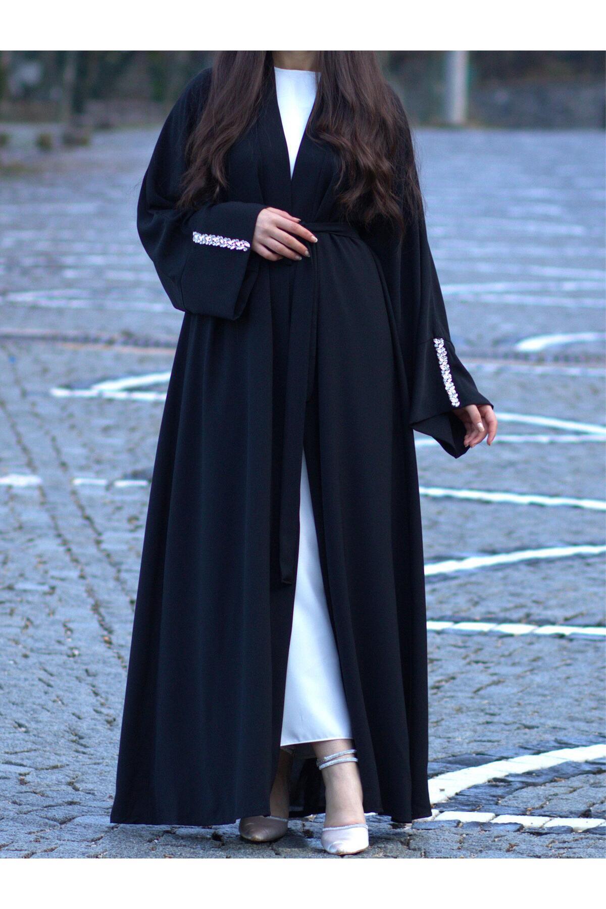 MELEK ARAZ Siyah Kolu Taşlı Ala Abaya Fiyatı, Yorumları - Trendyol