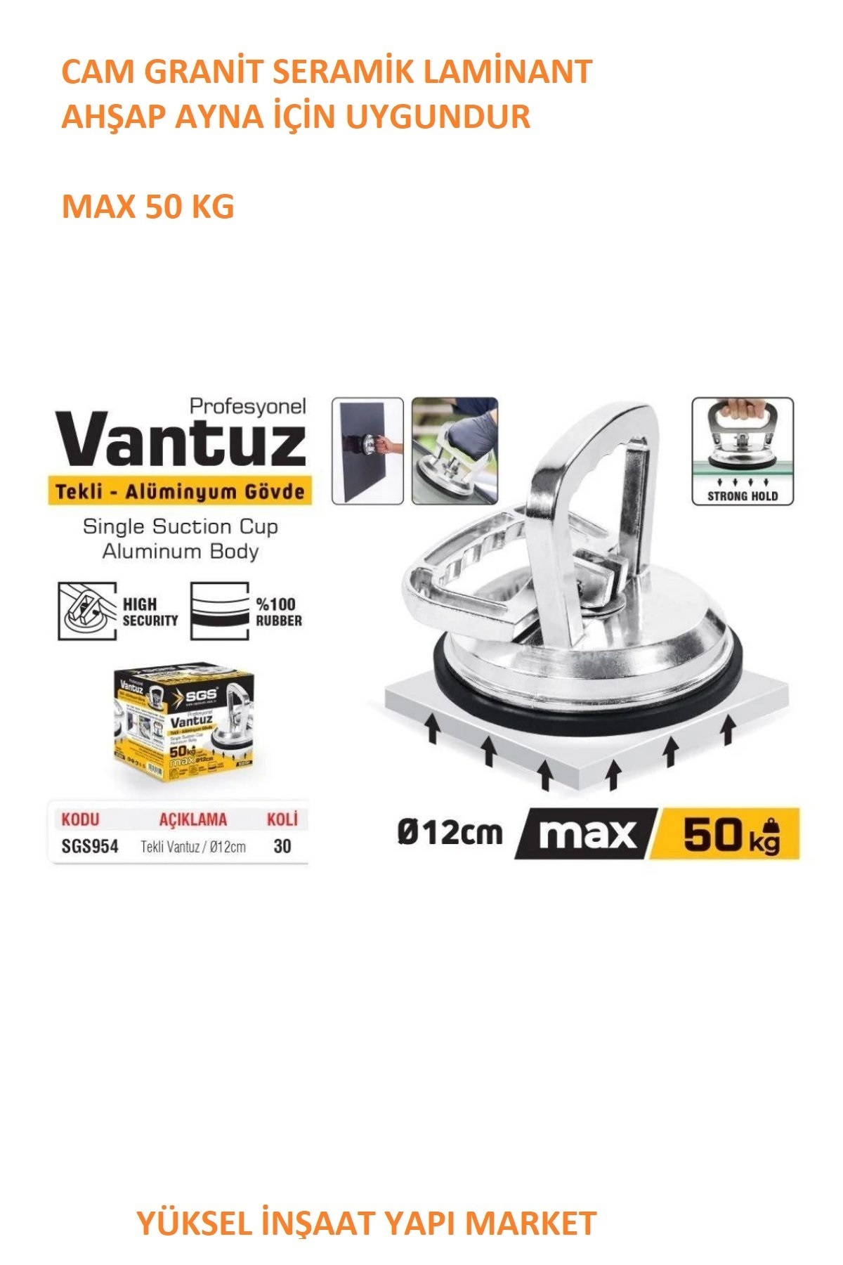 Sgs Profesyonel Tekli Alüminyum Seramik Cam Vantuzu Max 50 Kg Fiyatı ...