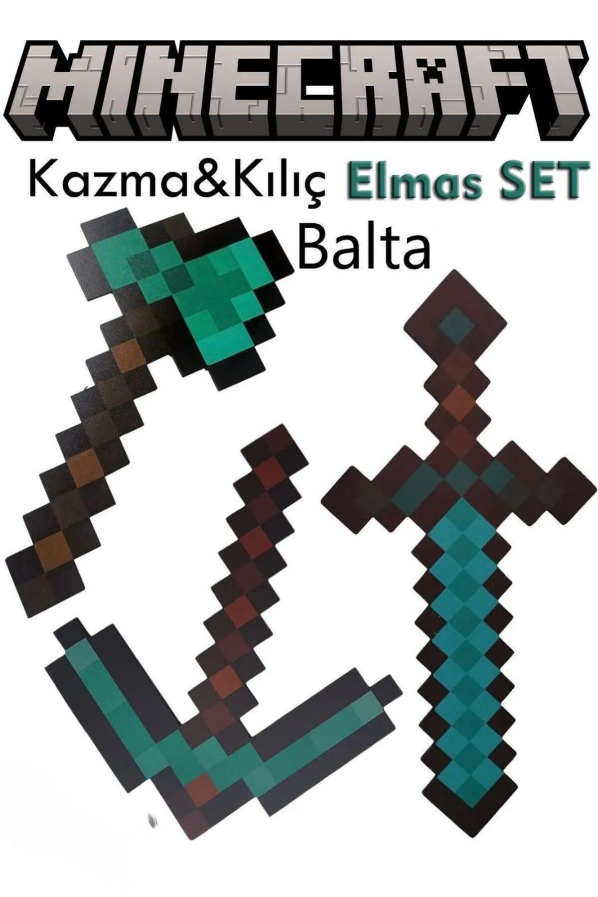 Home Game Minecraft Elmas 3 Lü Set ( Balta - Kılıç - Kazma ) Figür ...