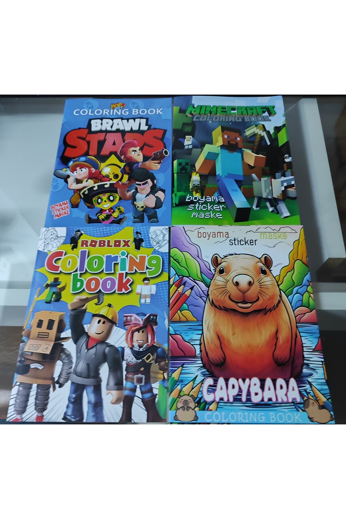 bundle island 4 Adet Stickerli Boyama Kitabı (BRAWLSTARS,MİNECRAFT ...