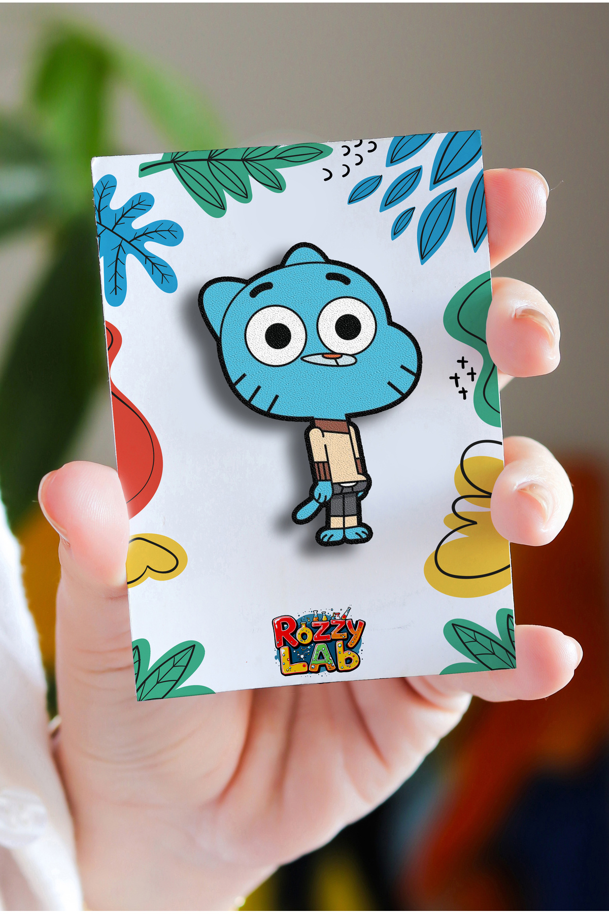 Rozzy Lab Gumball Watterson No.2 Pin - Rozet - Ahşap - Broş - Yaka ...