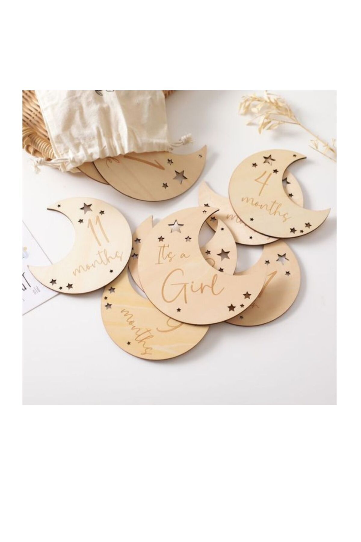 MİSHE TASARIM Mishe Tasarım Ahşap Ay Şeklinde Fotoğraf Çekim Anı Kartı ...