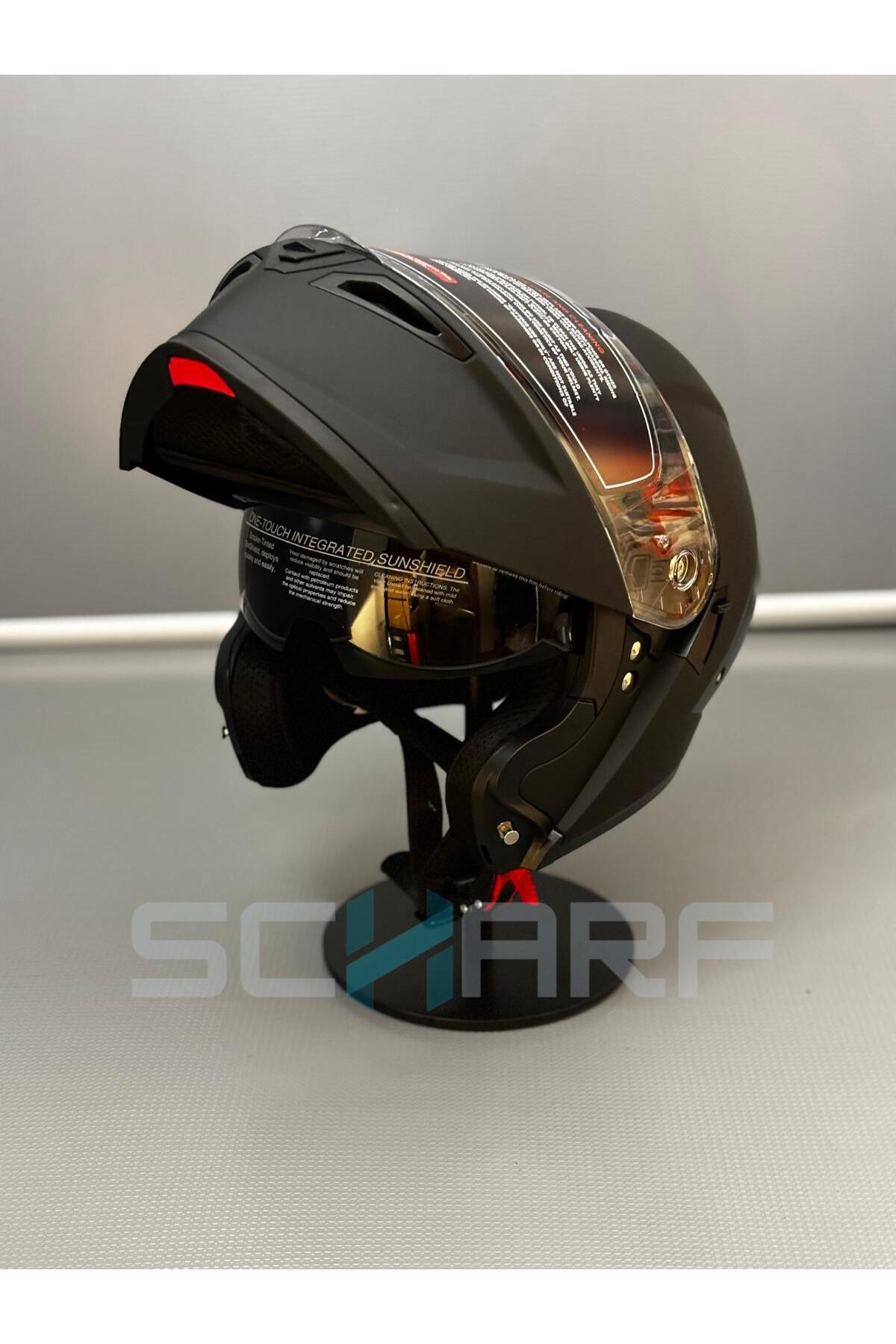 WOSEN Ws-202 Güneş Vizörlü Çene Açılır Kask Matt Black (Şeffaf Vizörlü ...