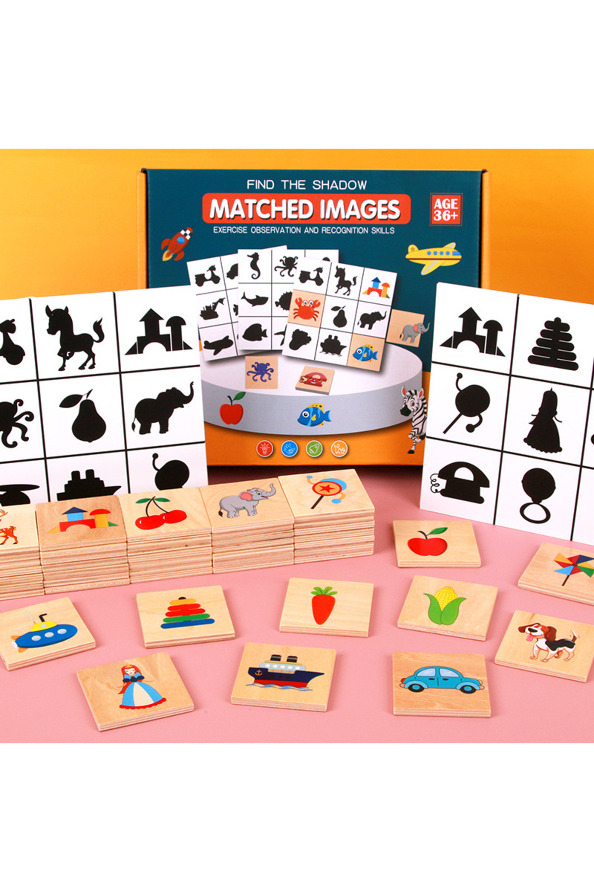 Choice A 10 card-45 blocks Montessori Shape Matching Board Game Find ...