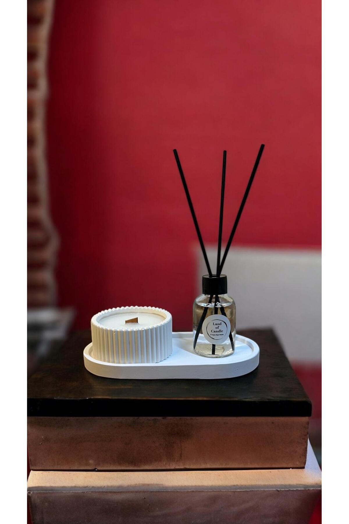 Home 3 Parça Dekoratif Set Magnolia & Cherry Oda Kokusu Kase Mum ve ...