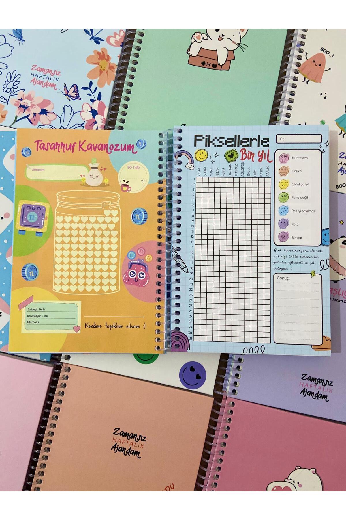 mcolor Zamansız Haftalık Ajanda, Resimli, Renkli ve Spiralli Ajanda ...