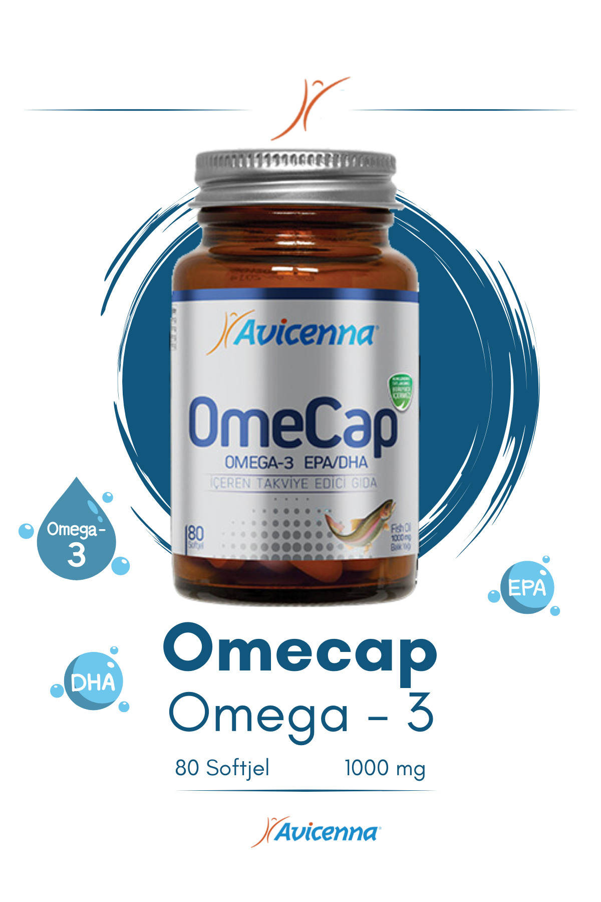 Avicenna Omecap - Omega 3 Balık Yağı - 80 Softjel 1000mg - Yüksek Epa ...