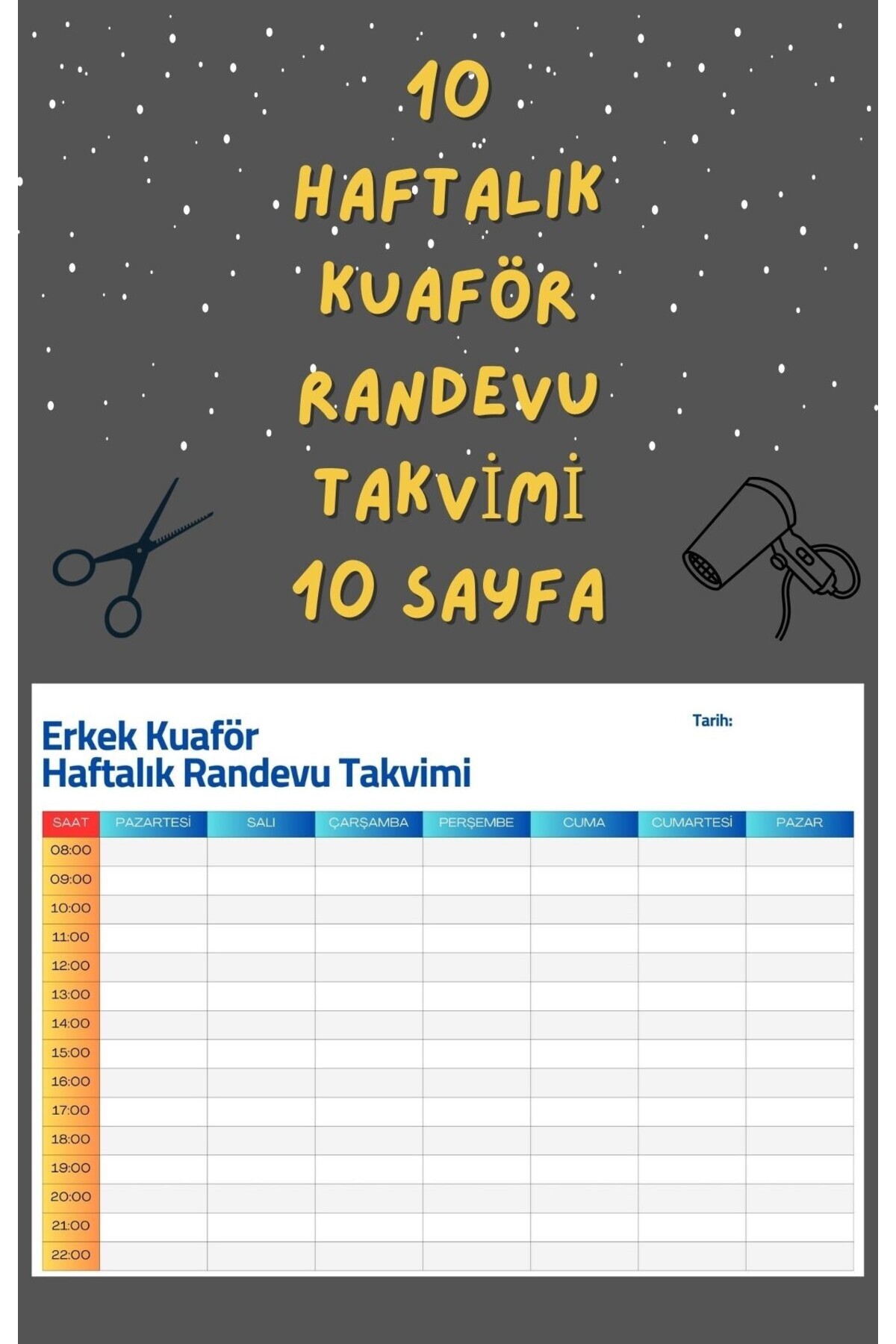 Organik Yolda Erkek Kuaför Haftalık Randevu Takvimi 10 Hafta , A4 Boyut, 10 Sayfa. Fiyatı ...
