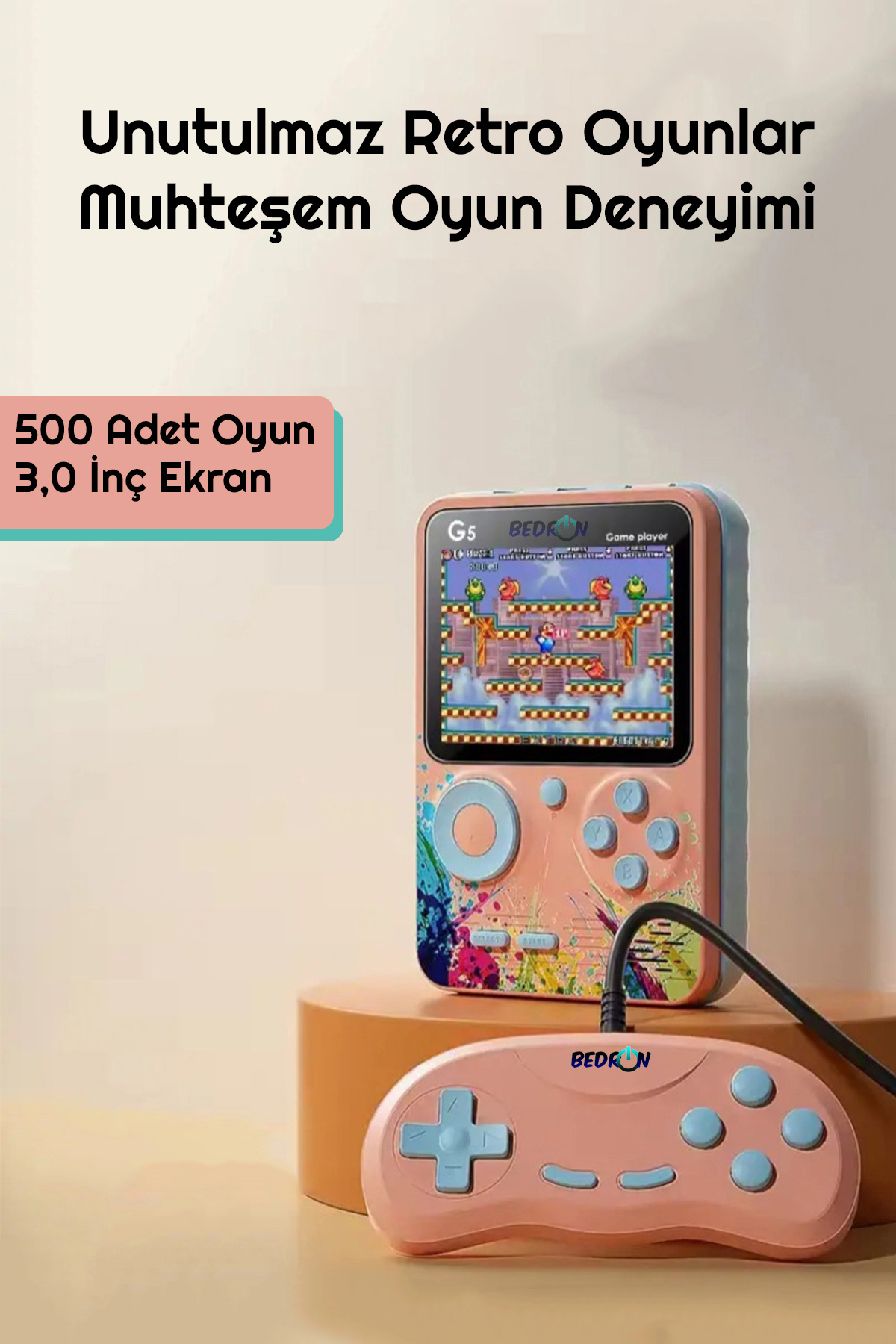 BedrON Mini El Atari Taşınabilir Oyun Konsolu 3 inç Ekran Çift Konsol ...