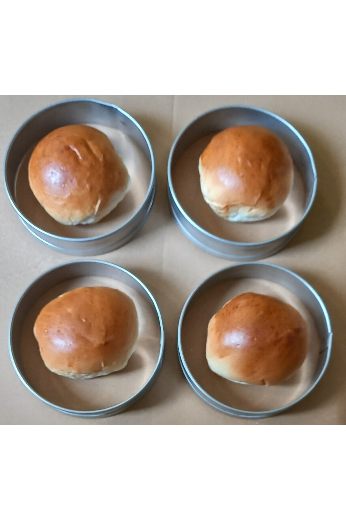 RENUZU Hamburger Ekmeği Pişirme Kalıbı 4 Lü En 12cm Boy 3cm Paslanmaz ...