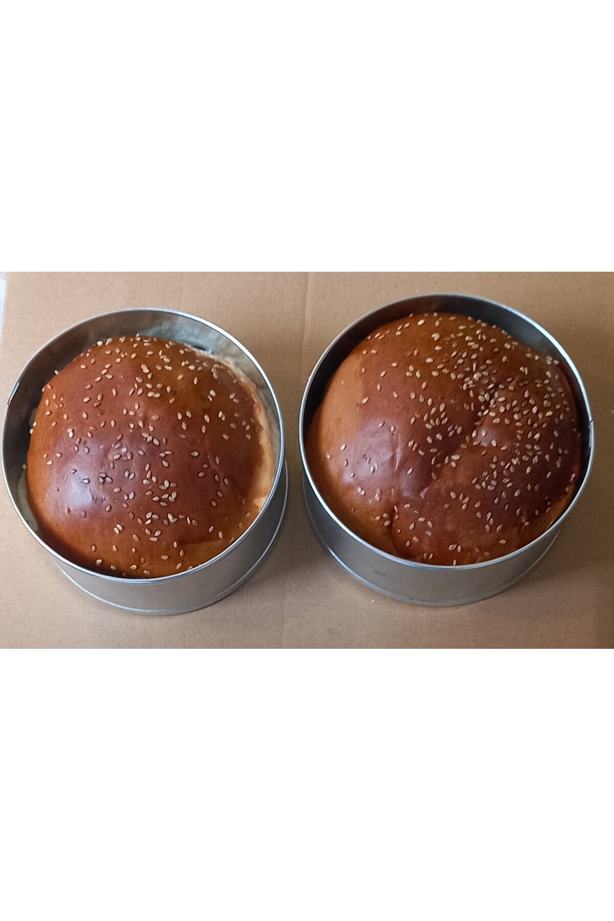 RENUZU Hamburger Ekmeği Pişirme Kalıbı 2 Li 13cm Metal Galvaniz ...