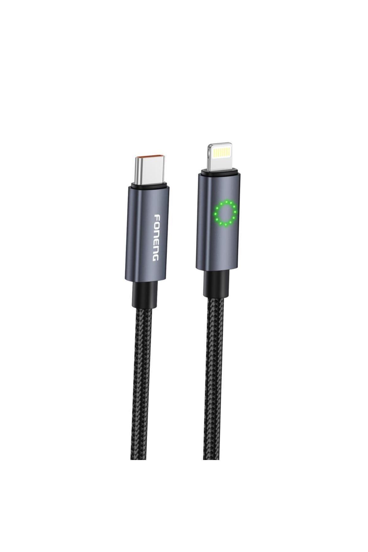 FONENG Xs08 27w Led Işıklı Pd Type-c To Lightning Şarj Data Kablosu Ip ...