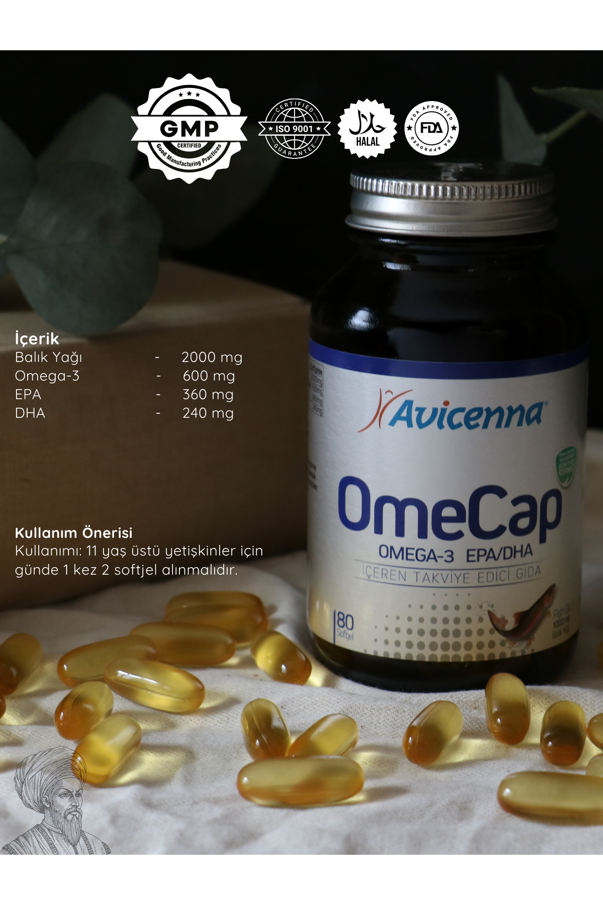 Avicenna Omecap - Omega 3 Balık Yağı - 80 Softjel 1000mg - Yüksek Epa ...