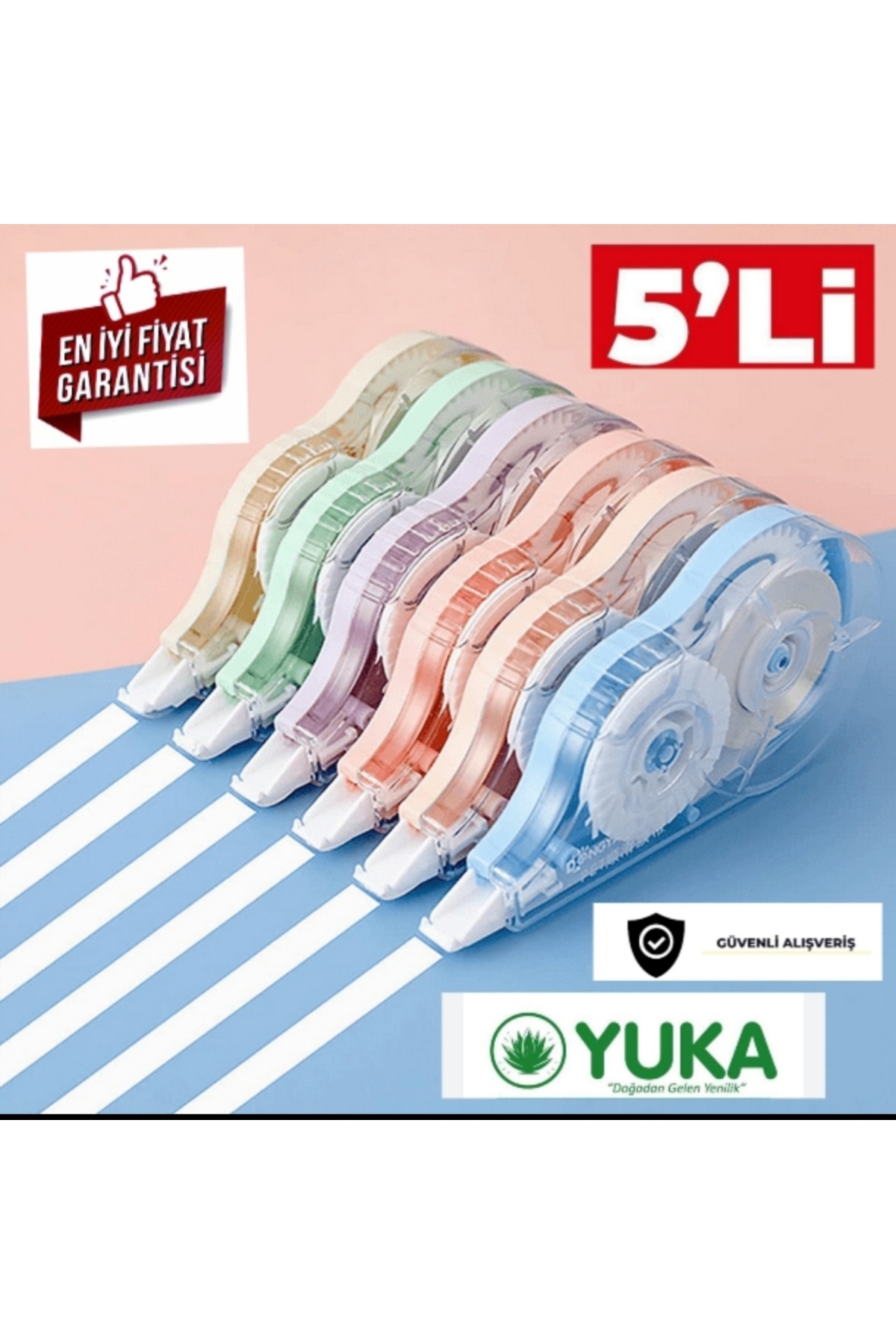 Yuka Şerit Daksil 5mm x 8 Metre 5li office Şerit Düzeltici Şerit Daksil ...