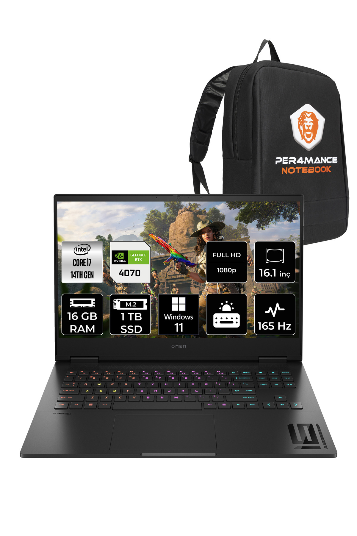 HP OMEN 16 i7 14700HX 16GB RAM 1TB SSD RTX4070/8GB 165Hz 16.1'' FHD ...